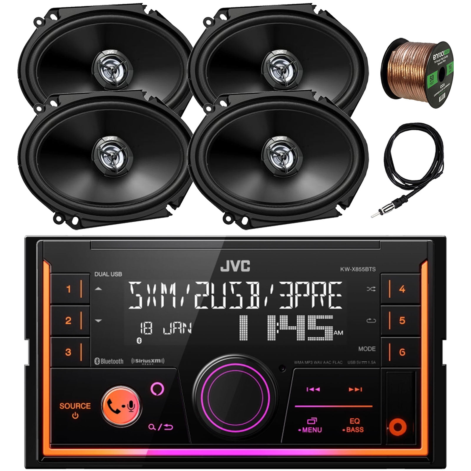 JVC Double DIN In-Dash USB/AUX Bluetooth AM/FM Digital Media Car Radio ...