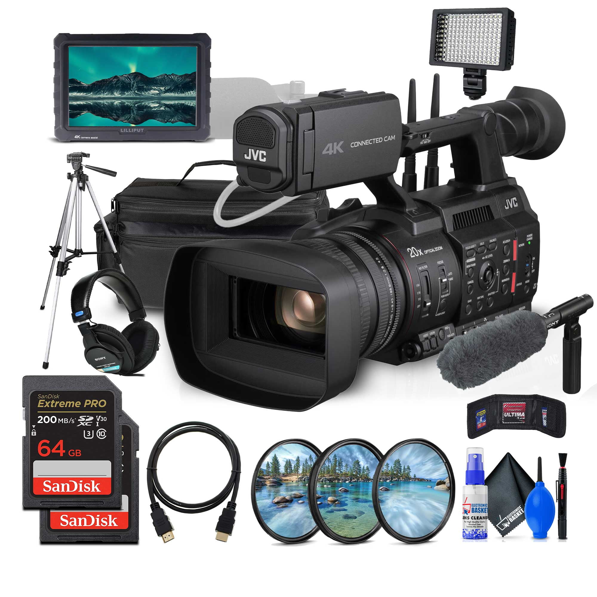 JVC GY-HC550 9.35MP 4K UHD Handheld Connected 1" 4K Broadcast Professional Camcorder (GY-HC550U ...