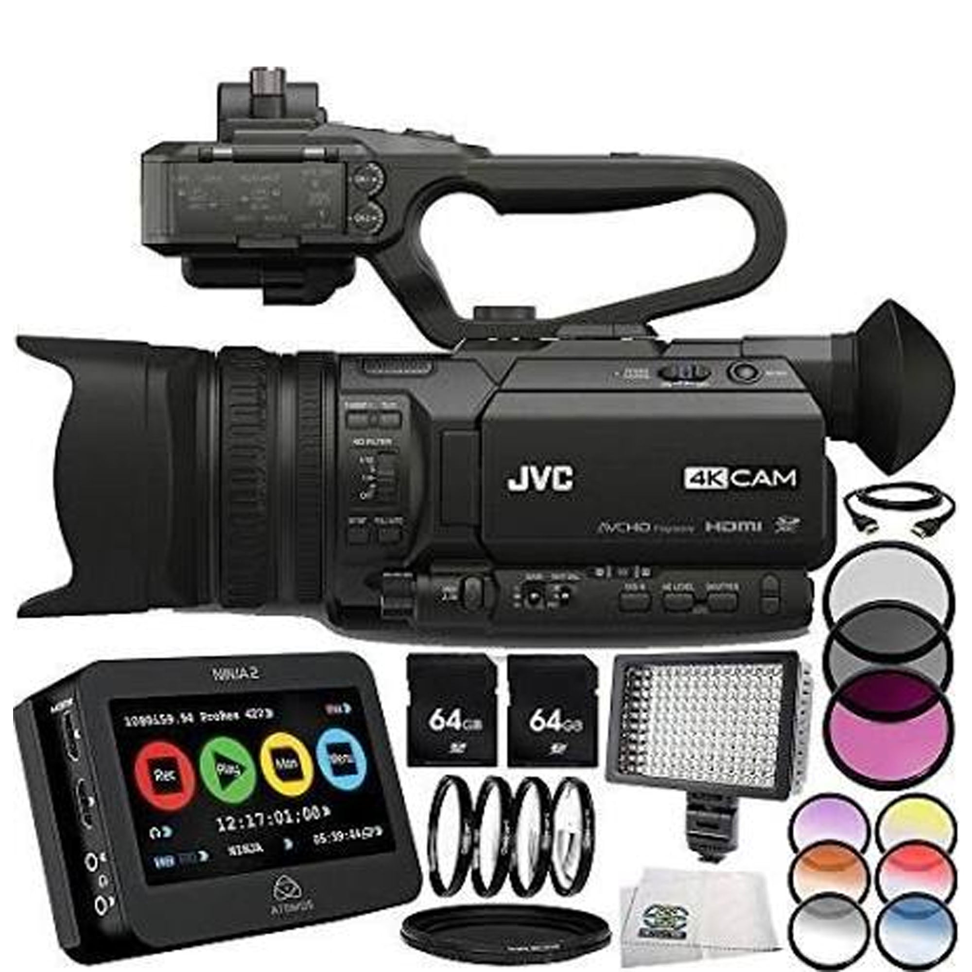 JVC GY-HM170U Ultra 4K HD 4KCAM Professional Camcorder & Top Handle ...