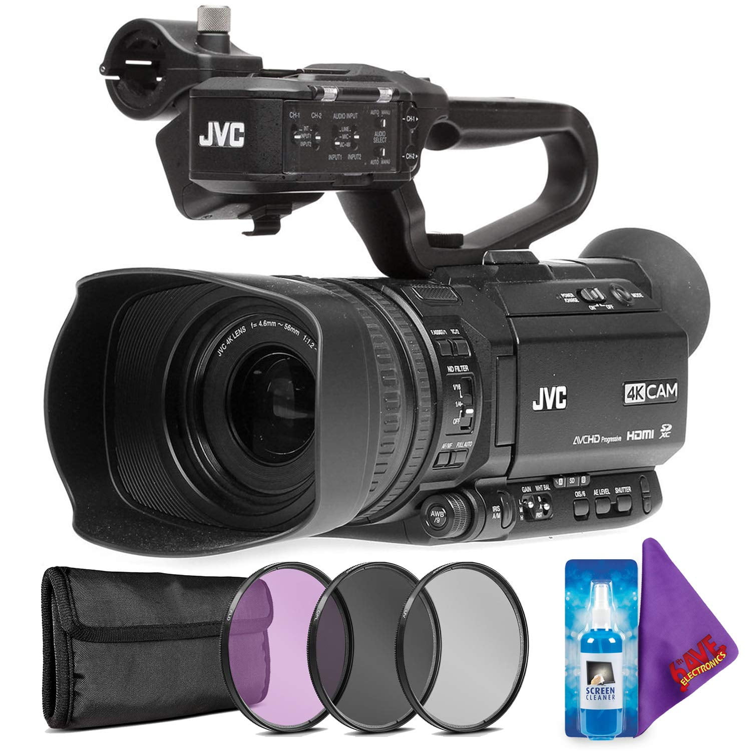 JVC GY-HM180 Ultra HD 4K Camcorder with HD-SDI + Creative Filter Kit ...