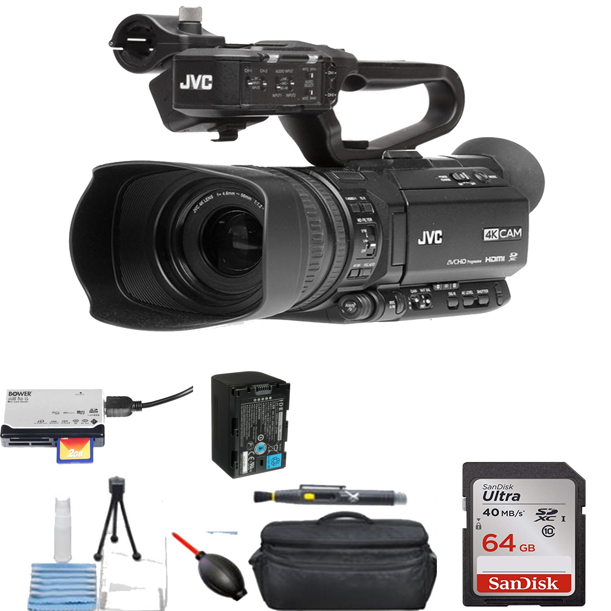 JVC GY-HM250 UHD 4K Streaming Camcorder with Built-in Lower-Thirds ...