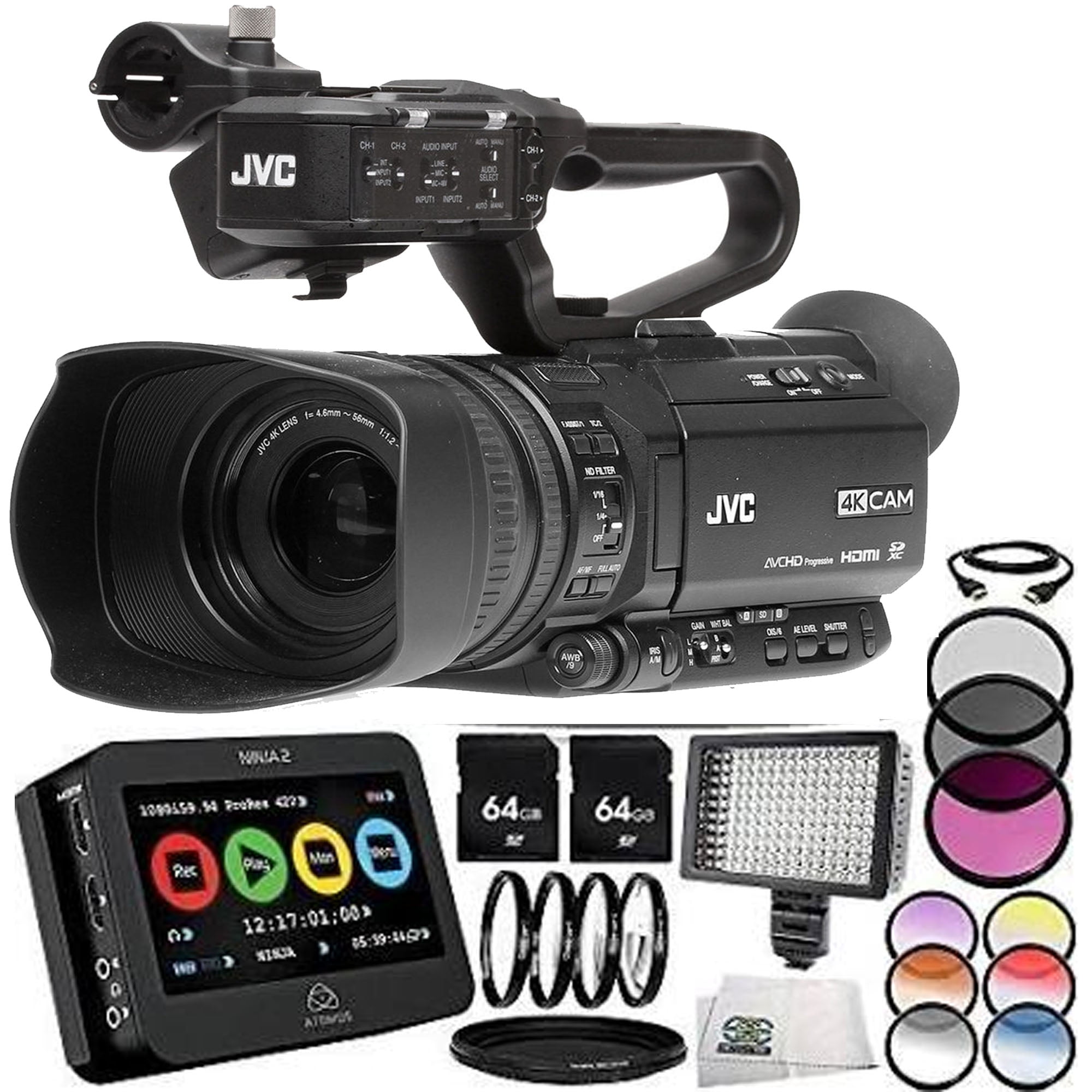 JVC GY-HM250 UHD 4K Streaming Camcorder with Built-in Lower-Thirds ...