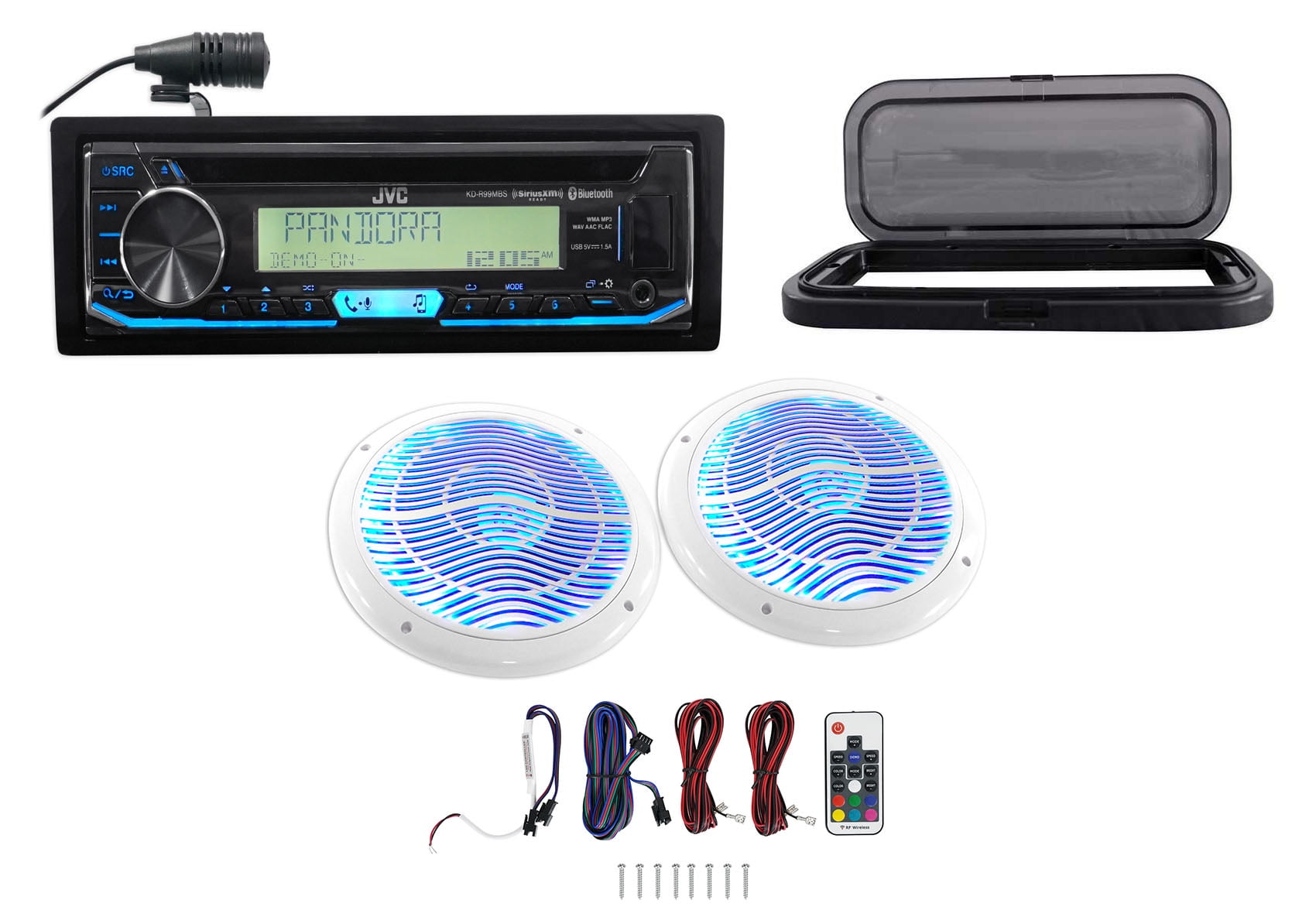 JVC Hot Tub Audio System w/Stereo Bluetooth Receiver+2) 6.5"White LED ...