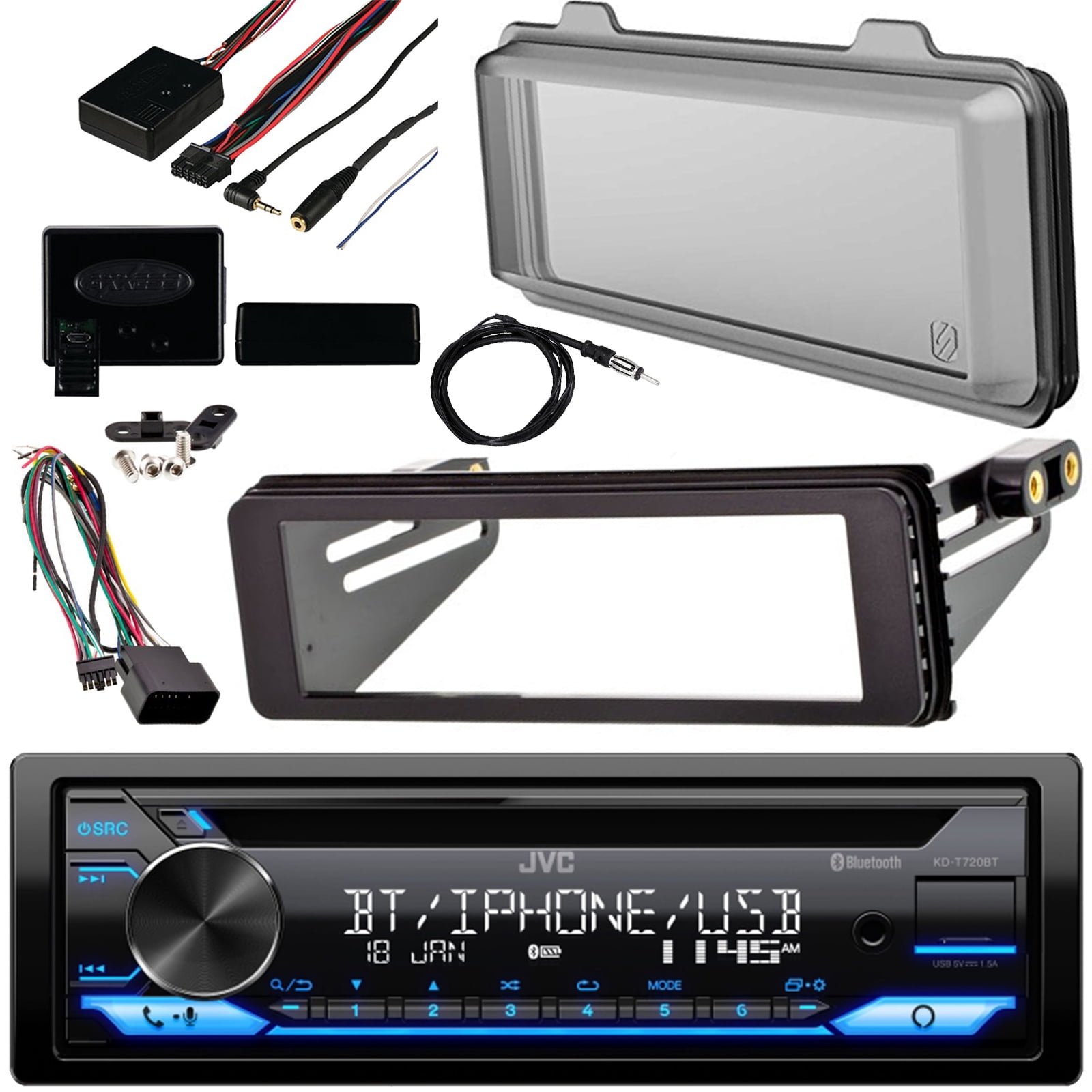 JVC In-Dash AM/FM USB AUX Bluetooth CD Multimedia Stereo Receiver ...