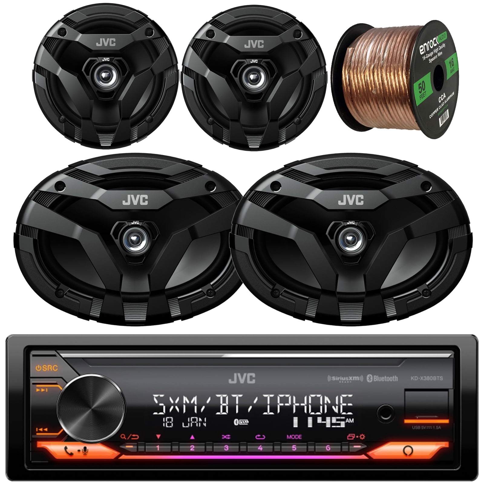 JVC In-Dash Bluetooth USB AUX AM/FM Radio Receiver Bundle with (QTY2 ...