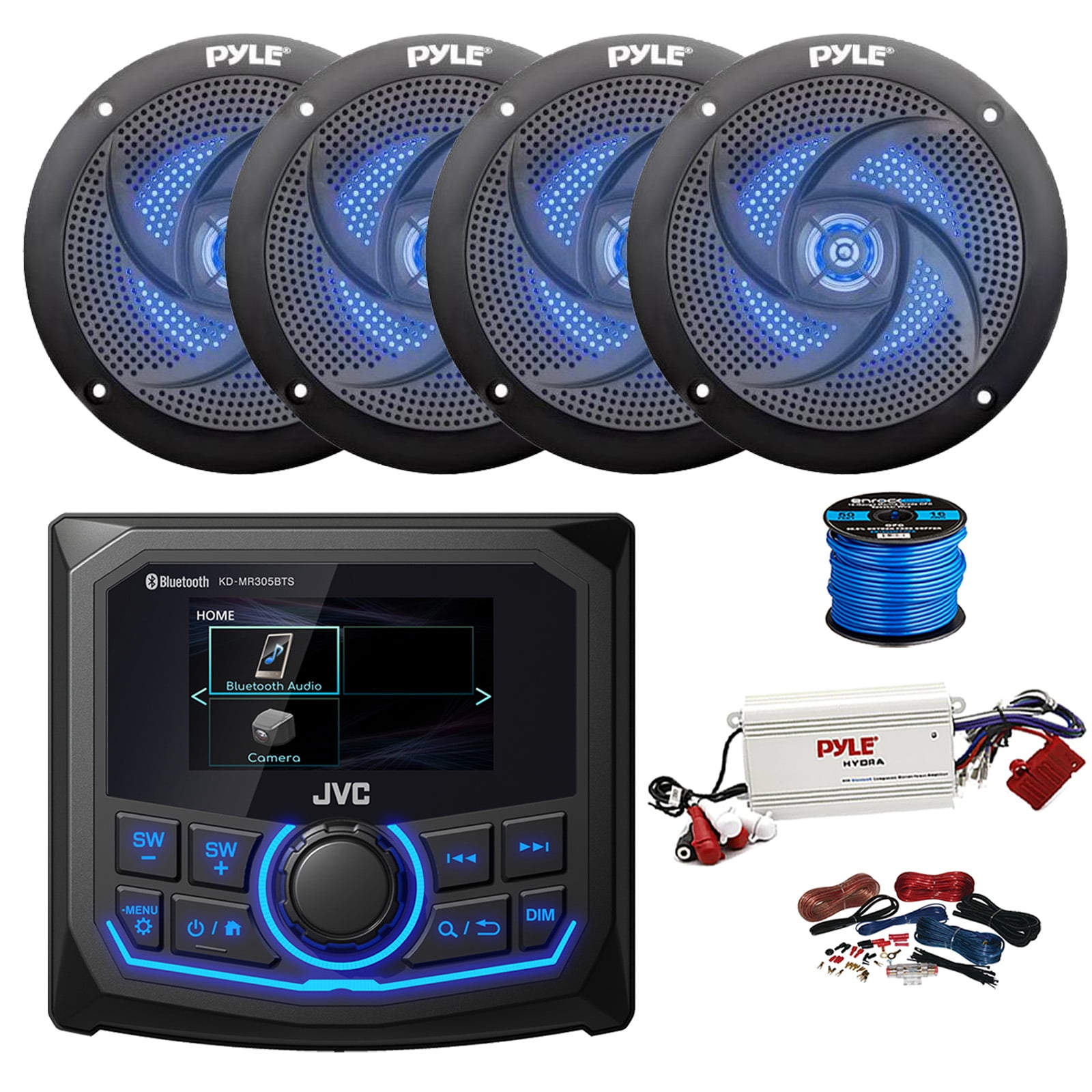JVC KD-MR305BTS Marine 2.7" Bluetooth AM/FM/Weatherband Radio Receiver ...