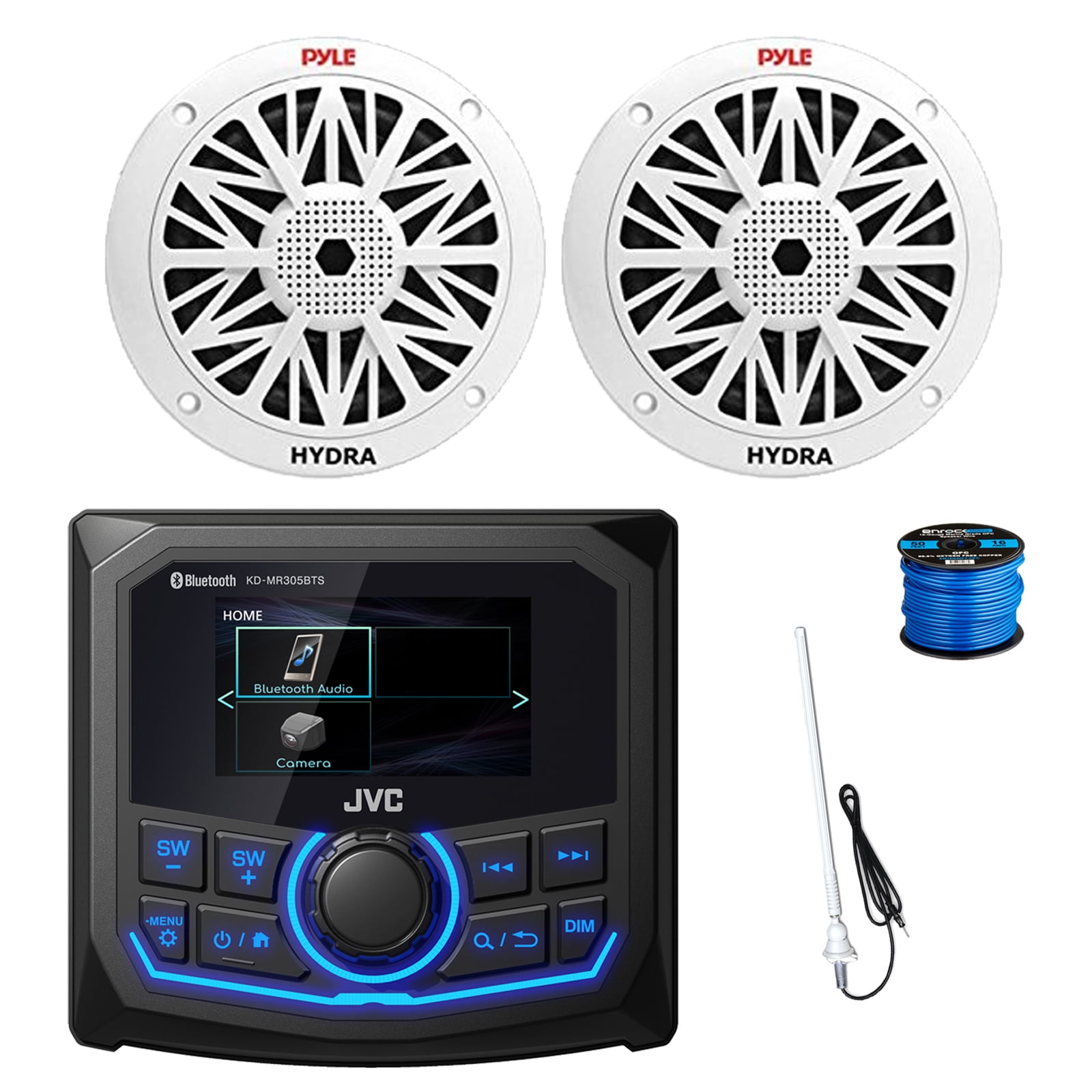 JVC KD-MR305BTS Marine Gauge Style Bluetooth AM/FM/Weatherband Radio ...