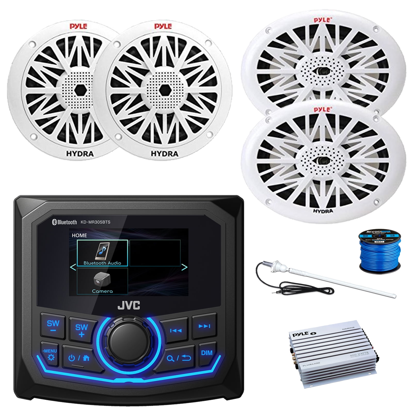 JVC KD-MR305BTS Marine Gauge Style Bluetooth AM/FM/Weatherband Radio ...