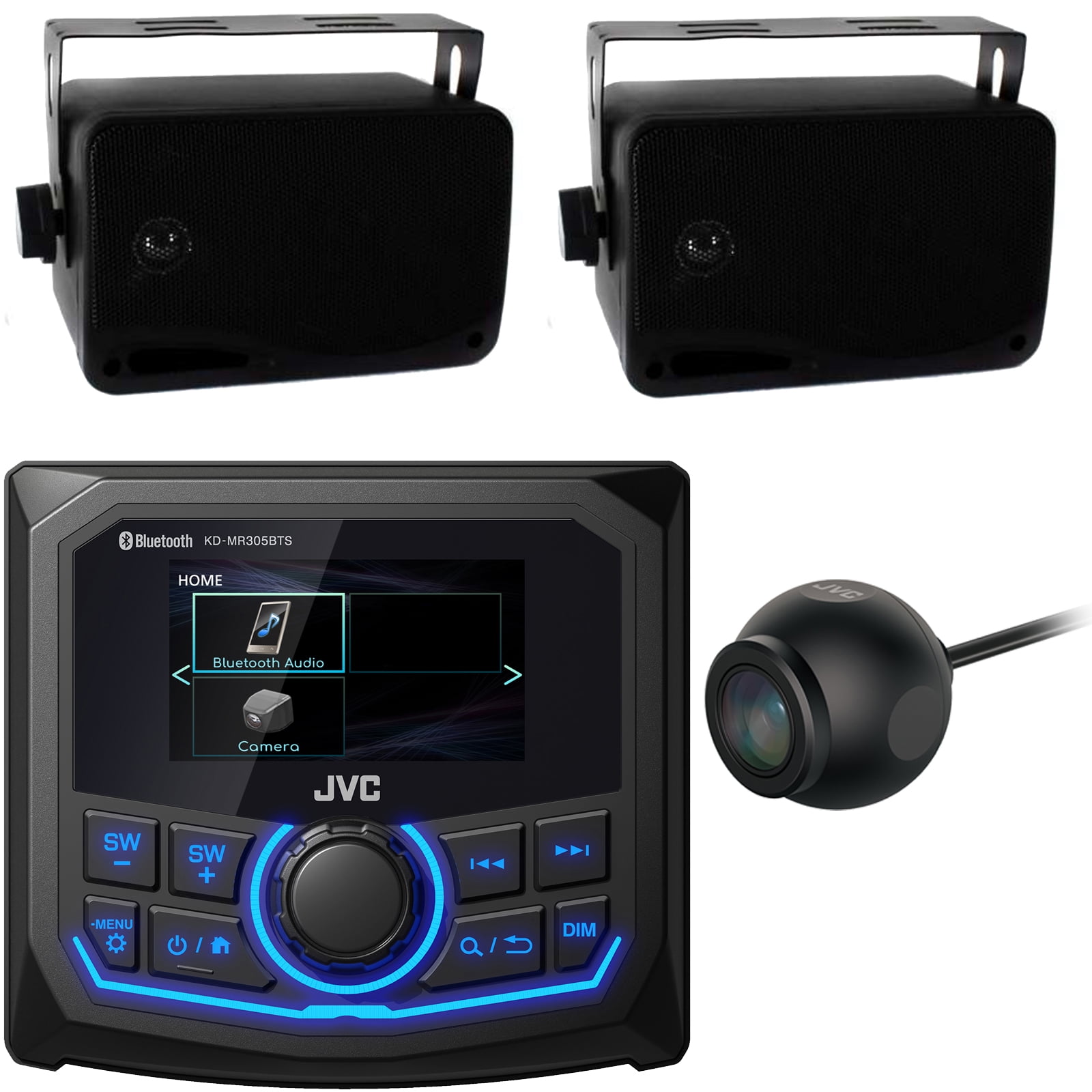 JVC KD-MR305BTS Marine MotorSports Digital Media Bluetooth USB AUX AM/FM Radio Receiver, 2x 3.5 ...