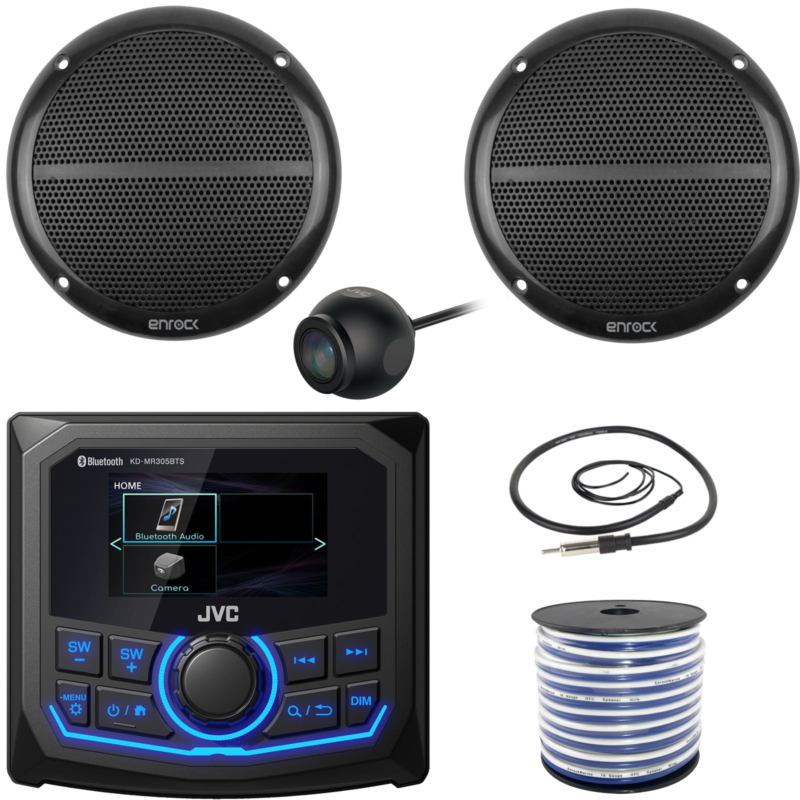 JVC KD-MR305BTS Marine MotorSports Digital Media Bluetooth USB AUX AM/FM Radio Receiver, 2x 6.5 ...