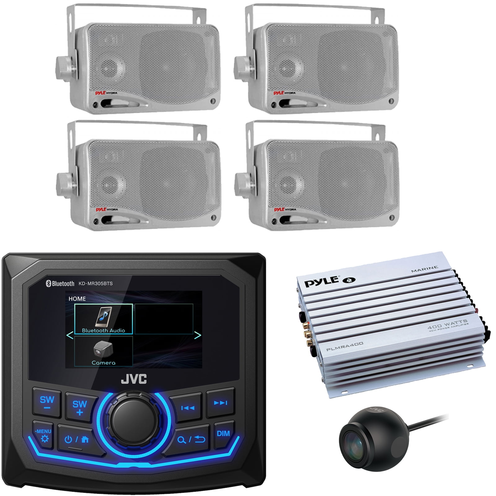 JVC KD-MR305BTS Marine MotorSports Digital Media Bluetooth USB AUX AM/FM Radio Receiver, 4x 3.5 ...