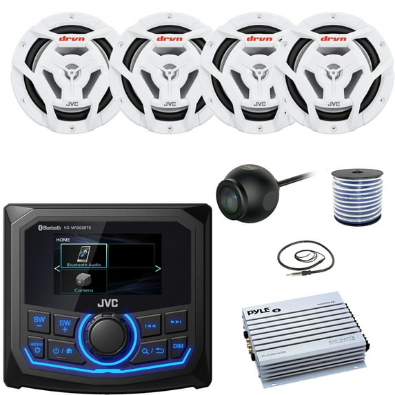 JVC KD-MR305BTS Marine MotorSports Digital Media Bluetooth USB AUXRadio Receiver, 4x 6.5" 150 ...