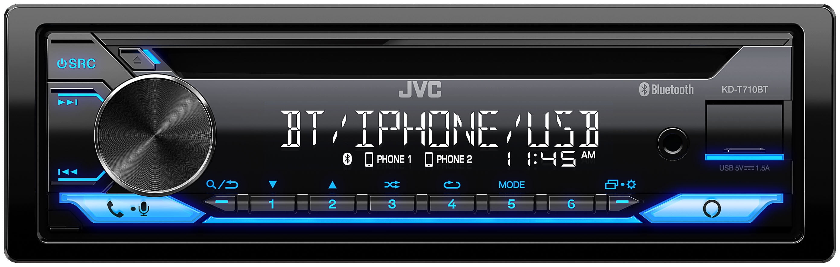 JVC KD-T710BT Car Stereo, Amplifier, AM/FM Radio, Bluetooth, USB, MP3, Smartphone Compatible ...