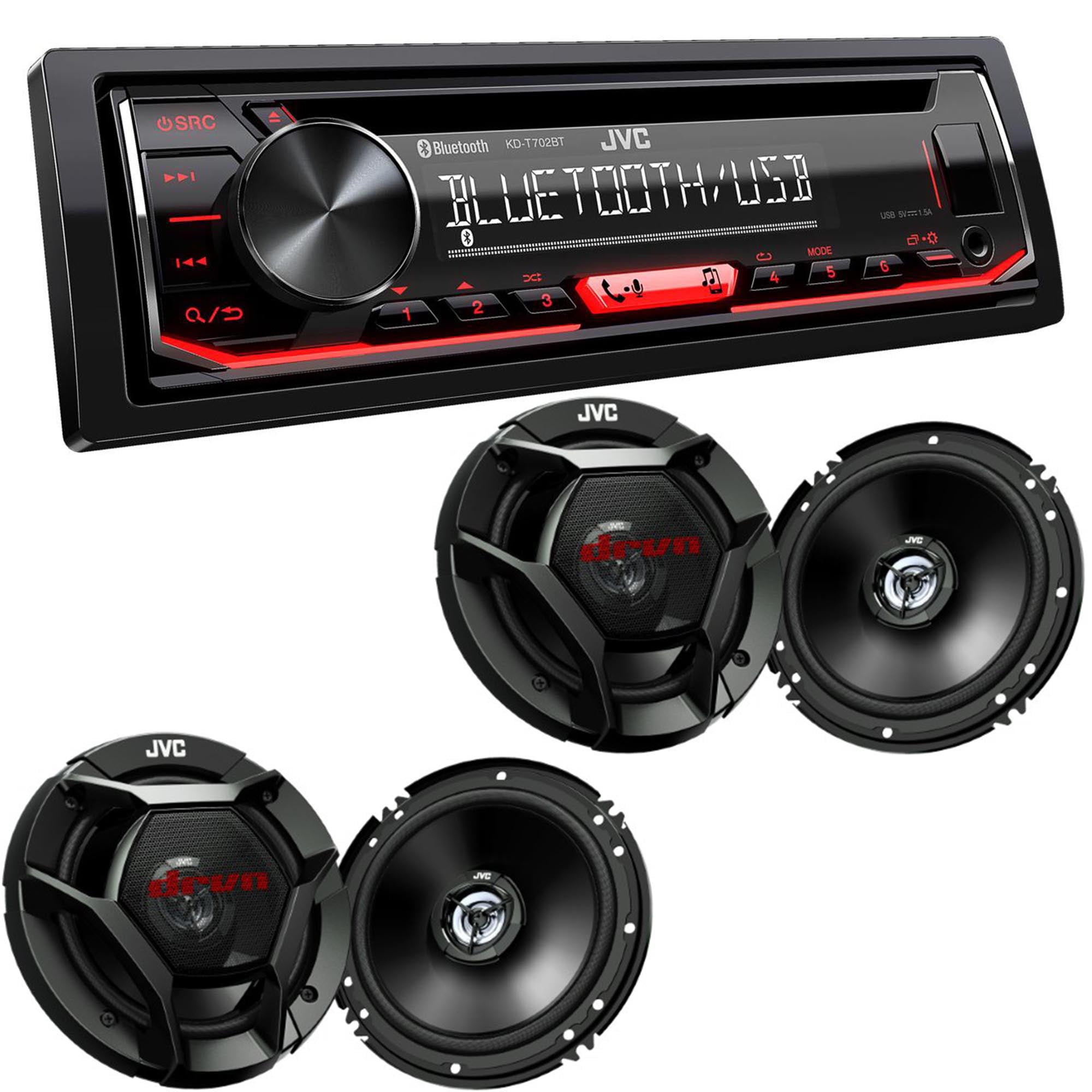 JVC KD-T720BT 1-DIN CD Receiver with Bluetooth Wireless Technology and USB/AUX Input with JVC 2 ...