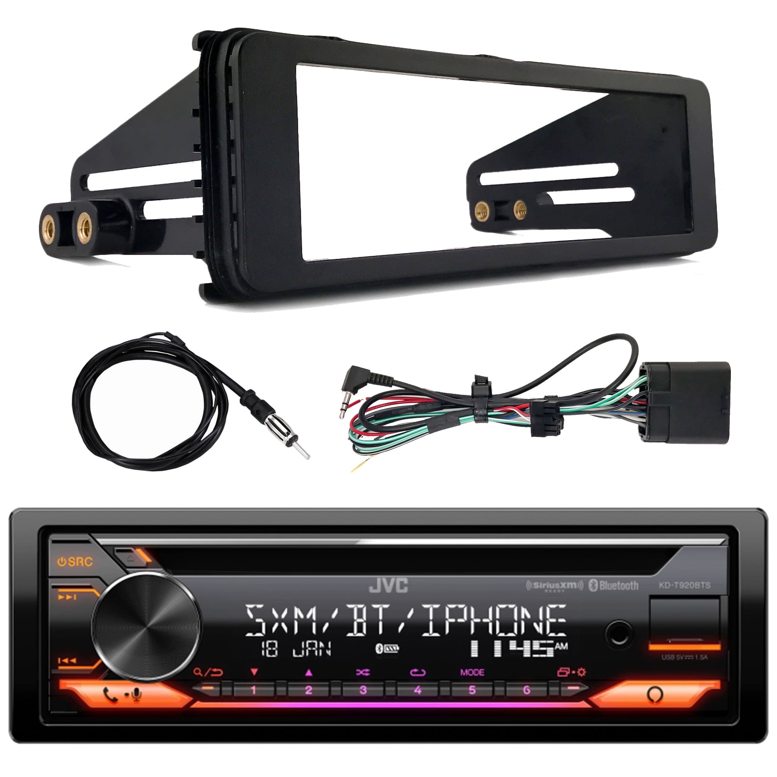 JVC KD-T920BTS Single DIN AM/FM Radio Stereo USB AUX CD Player ...