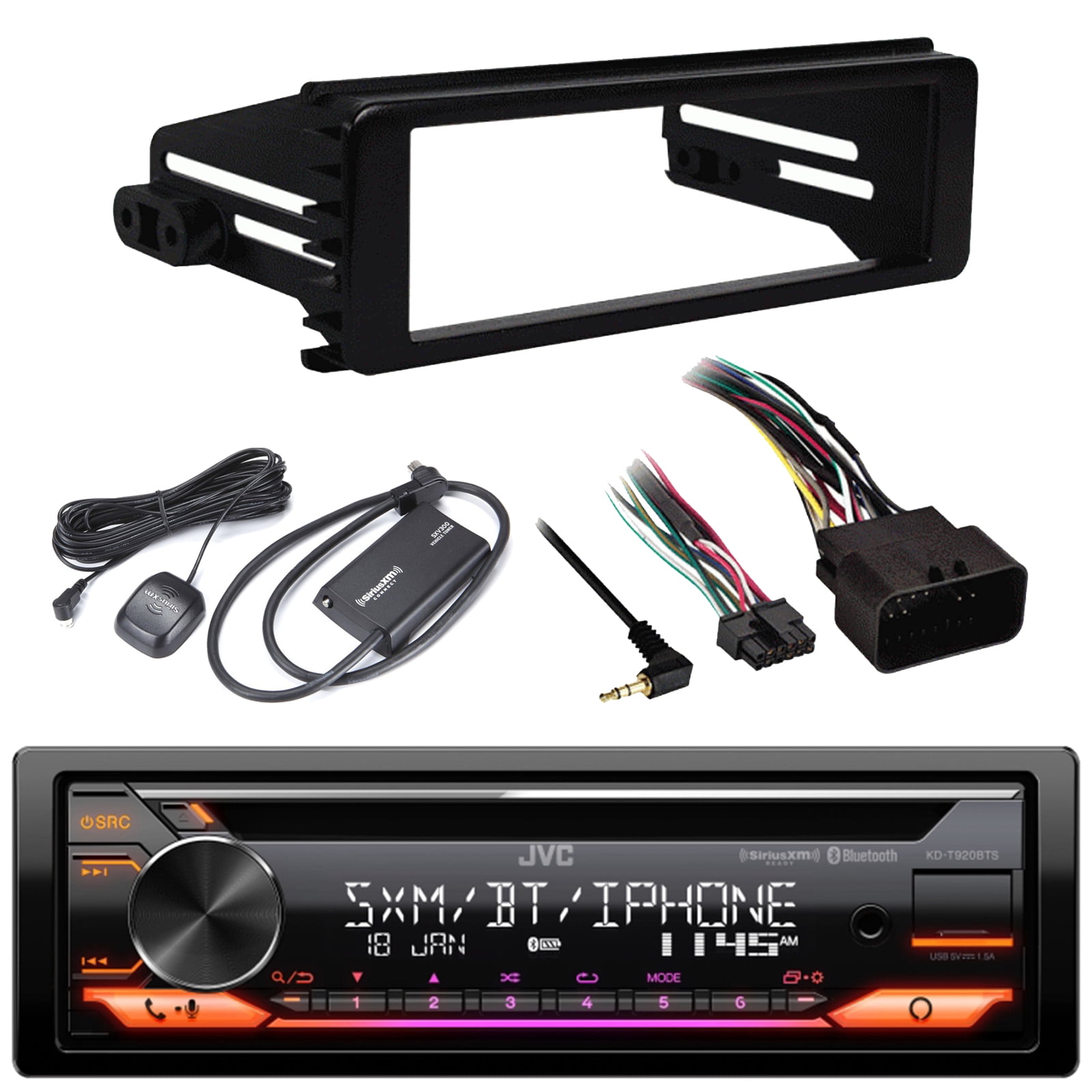 JVC KD-T920BTS Single DIN AM/FM Radio Stereo USB AUX CD Player Bluetooth Multimedia Car Audio ...