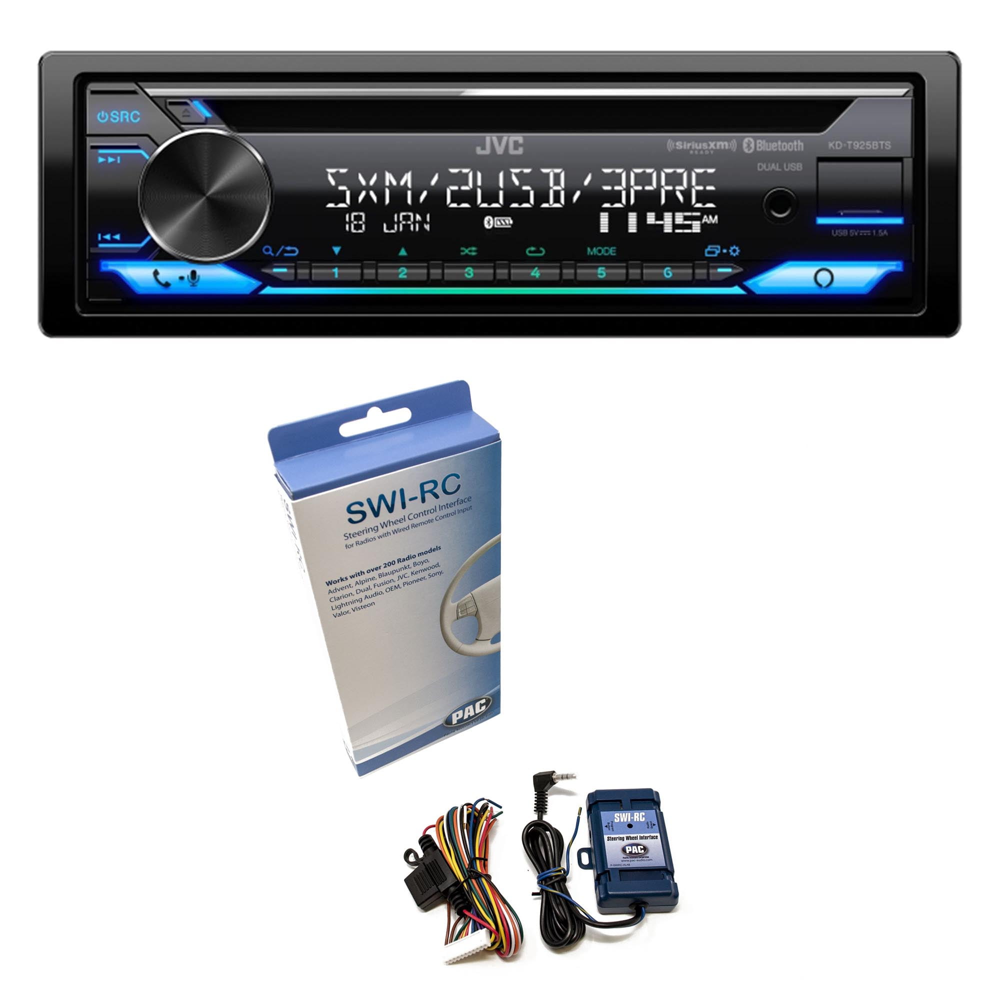 JVC KD-T925BTS CD Receiver featuring Bluetooth®, Front & Rear Dual USB ...