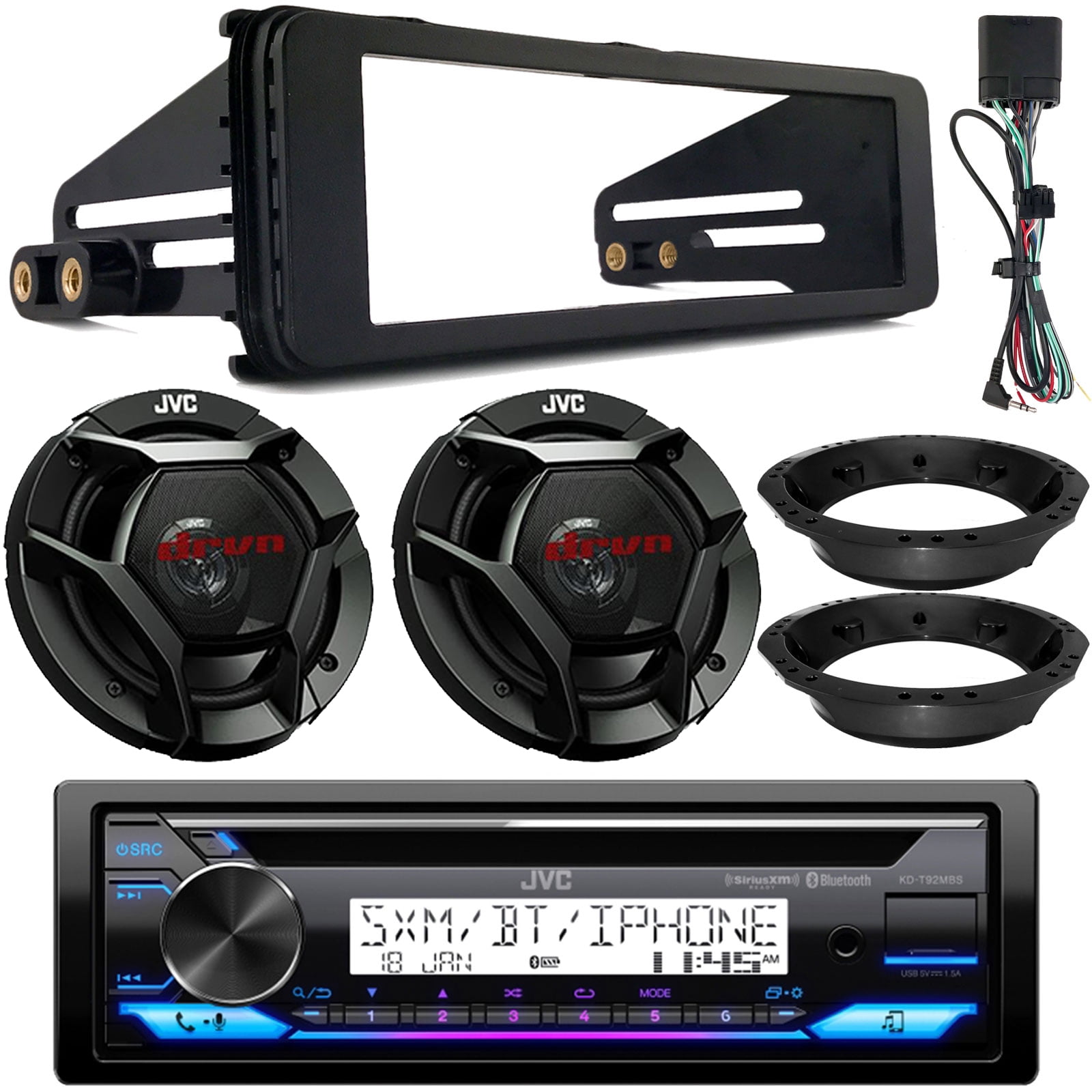 "JVC KD-T92MBS Marine Bluetooth USB AUX CD Receiver, 2x 6.5"" 300W ...