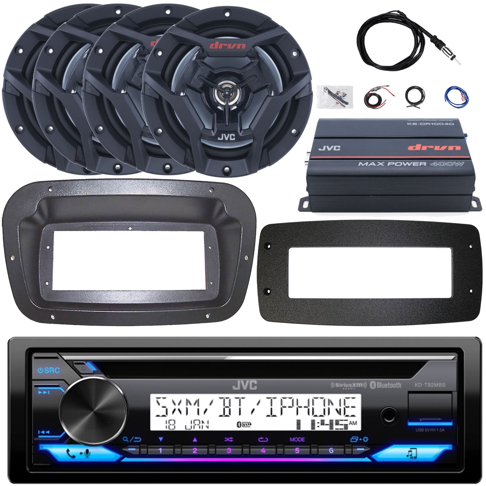 JVC KD-T92MBS Single-DIN Marine Bluetooth USB/AUX CD Player AM/FM ...