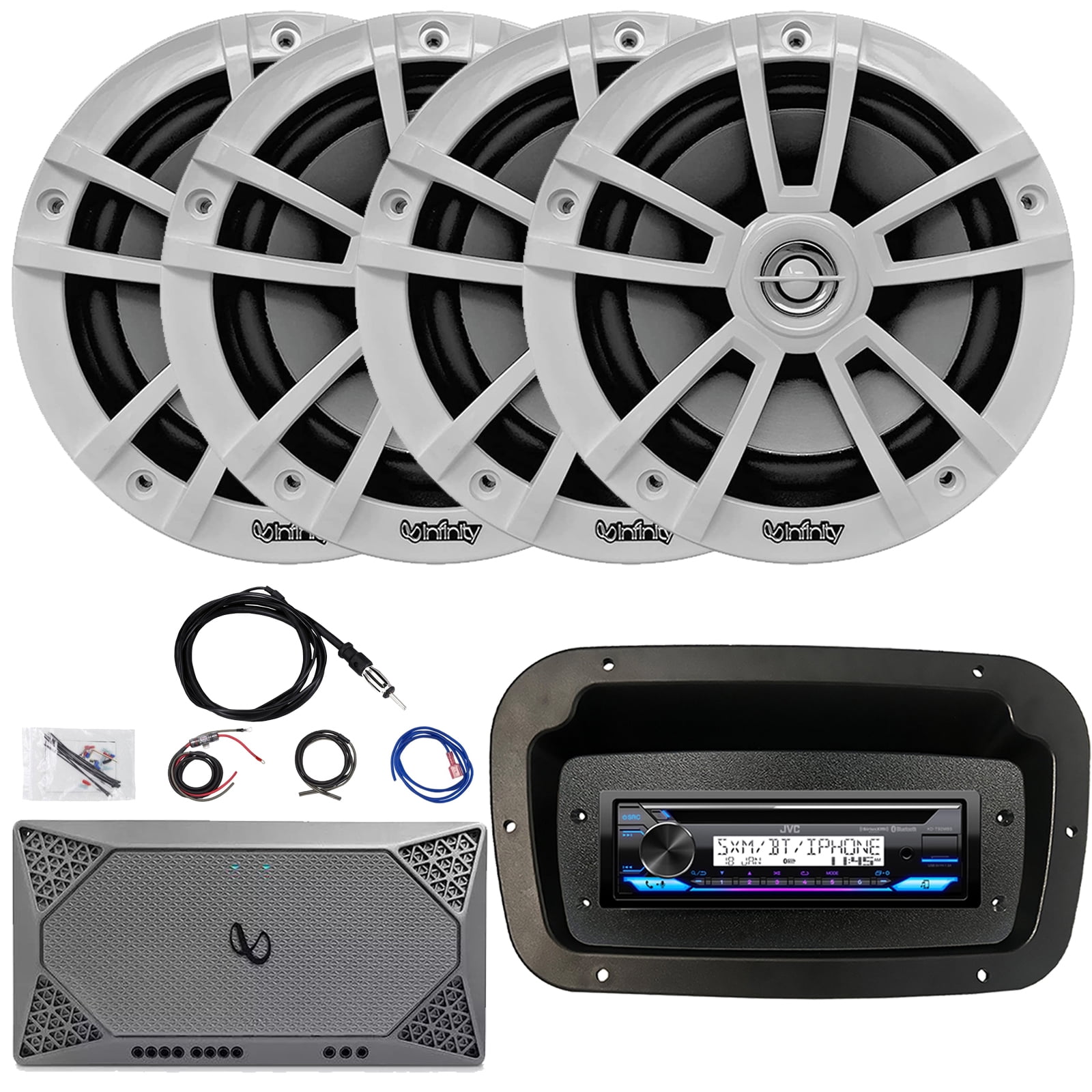 JVC KD-T92MBS Single-DIN Marine Bluetooth USB/AUX CD Player AM/FM Stereo Receiver W/Spa Bezel ...