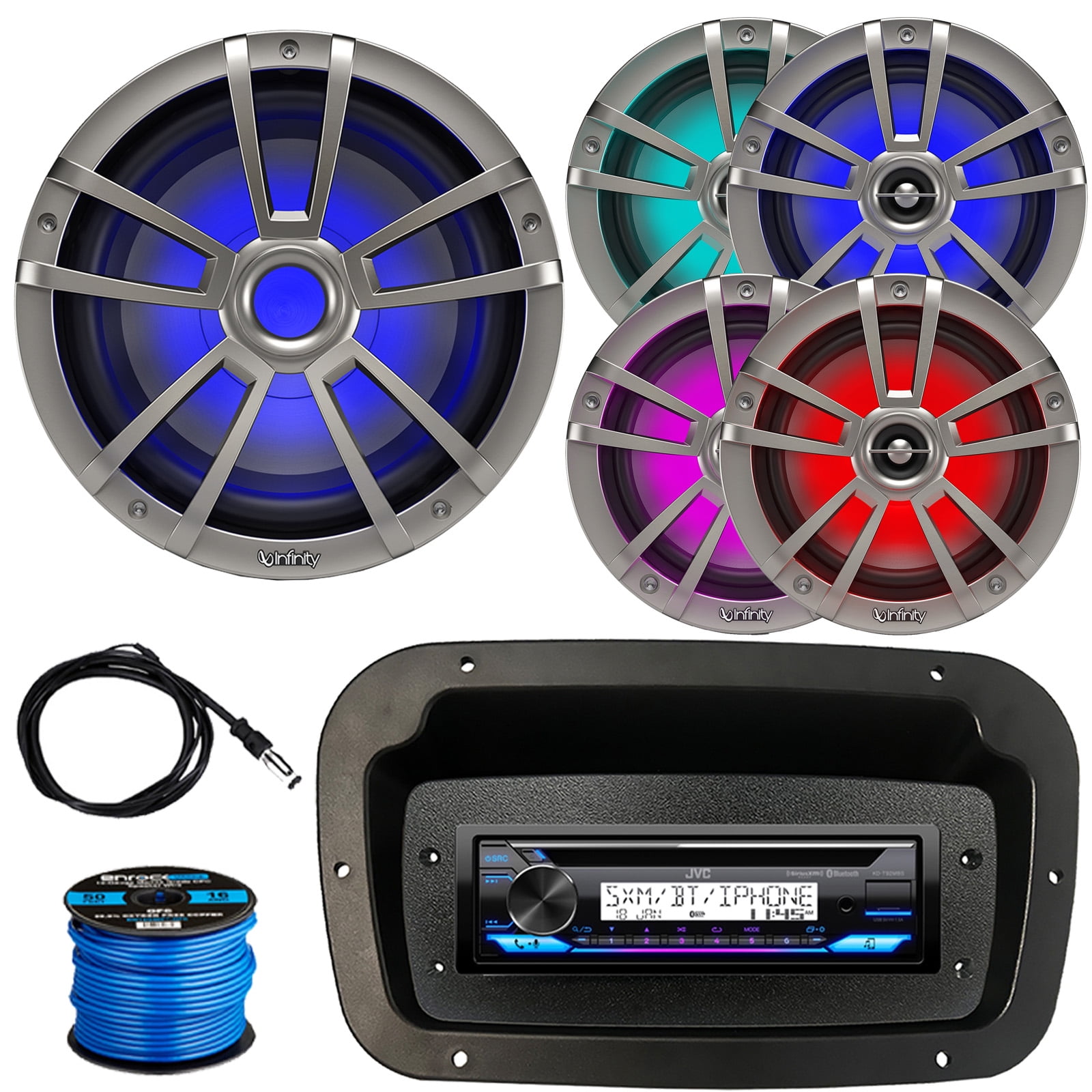 JVC KD-T92MBS Single-DIN Marine Bluetooth USB/AUX CD Player AM/FM ...