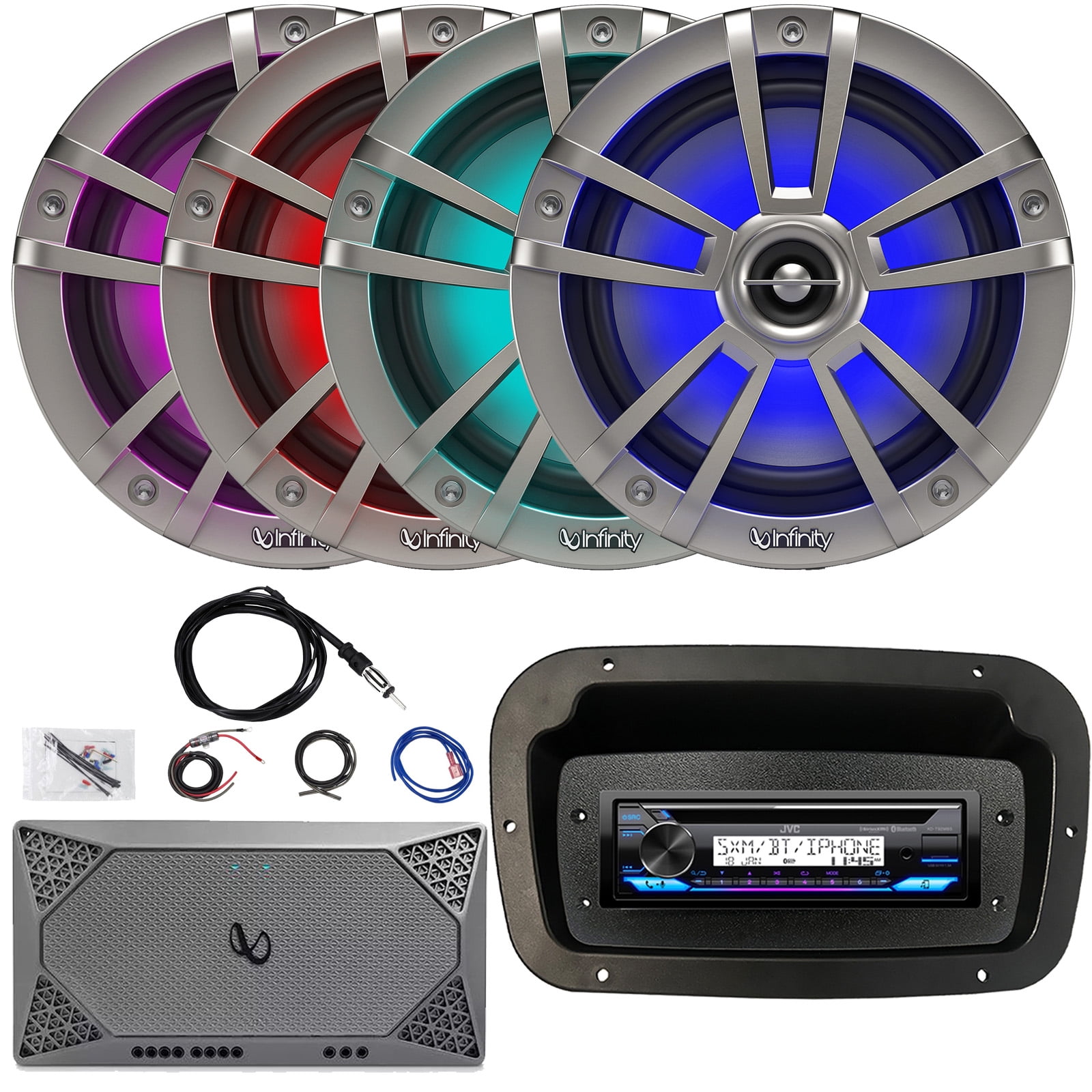 JVC KD-T92MBS Single-DIN Marine Bluetooth USB/AUX CD Player AM/FM Stereo Receiver W/Spa Bezel ...