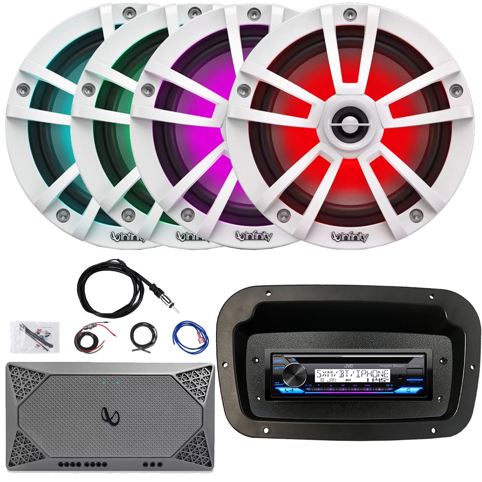 JVC KD-T92MBS Single-DIN Marine Bluetooth USB/AUX CD Player AM/FM ...