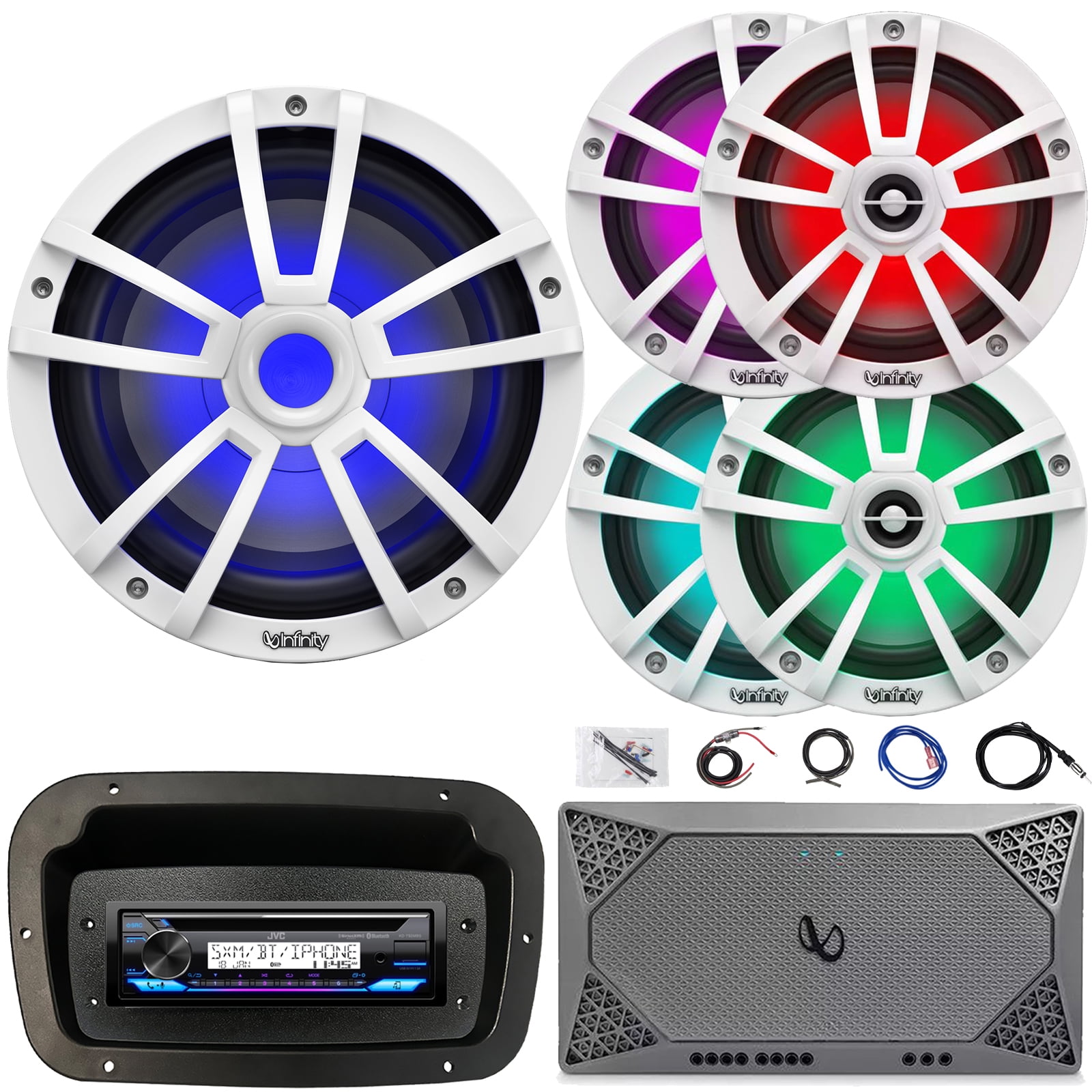 JVC KD-T92MBS Single-DIN Marine Bluetooth USB/AUX CD Player AM/FM ...