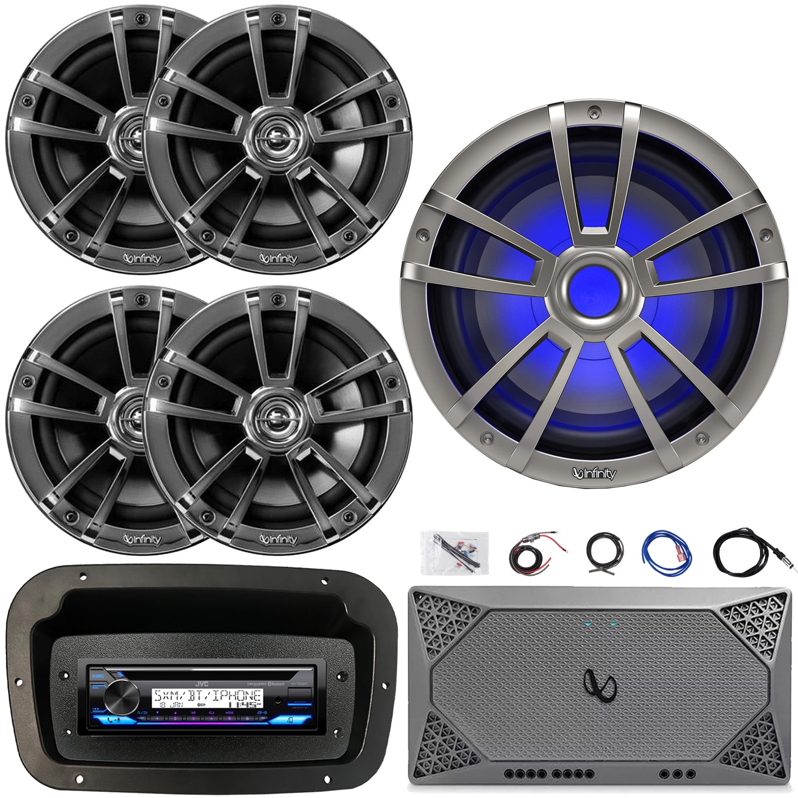 JVC KD-T92MBS Single-DIN Marine Bluetooth USB/AUX CD Player AM/FM ...