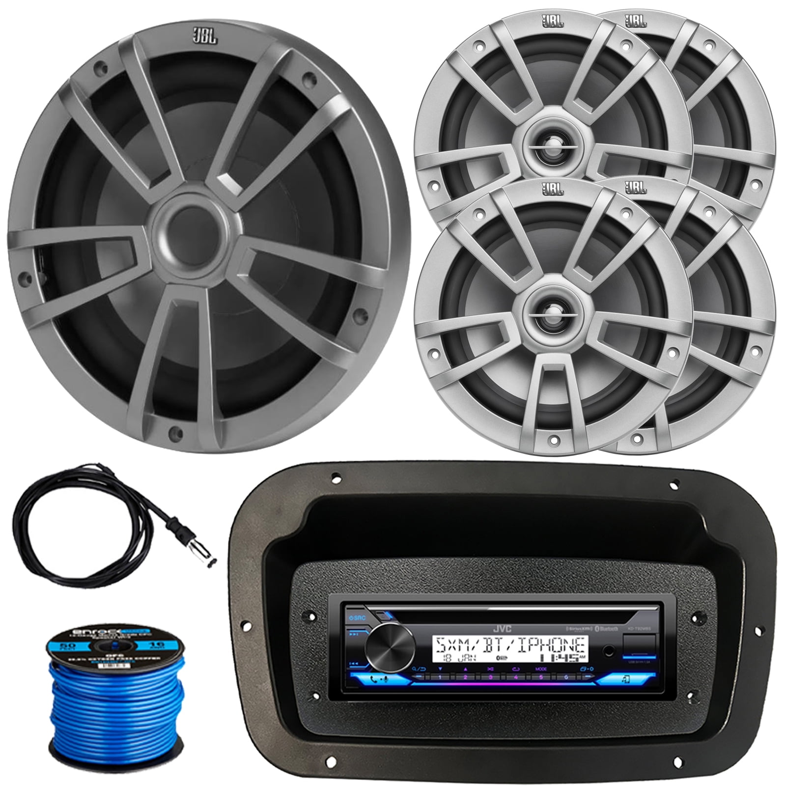 JVC KD-T92MBS Single-DIN Marine Bluetooth USB/AUX CD Player AM/FM ...