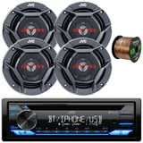 JVC KD-TD72BT Single DIN Bluetooth USB AUX AM/FM Radio CD Player Car Audio Receiver Bundle Combo ...