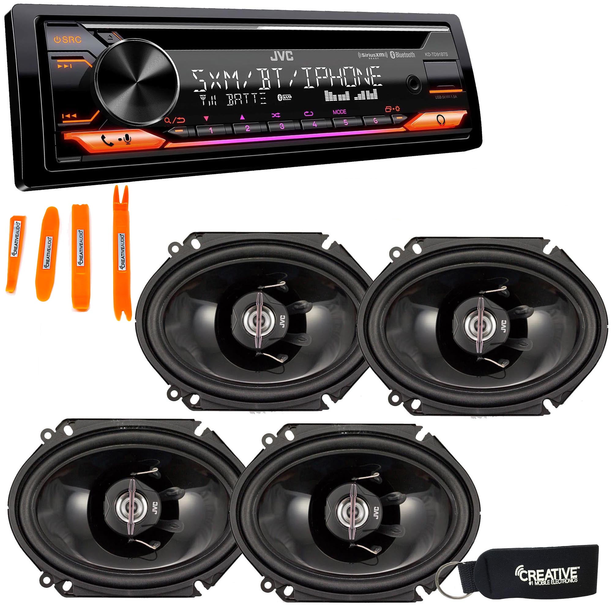 JVC KD-TD91BTS - CD Receiver w/ Bluetooth, Front USB, AUX, Amazon Alexa, SirusXM Ready + Two ...