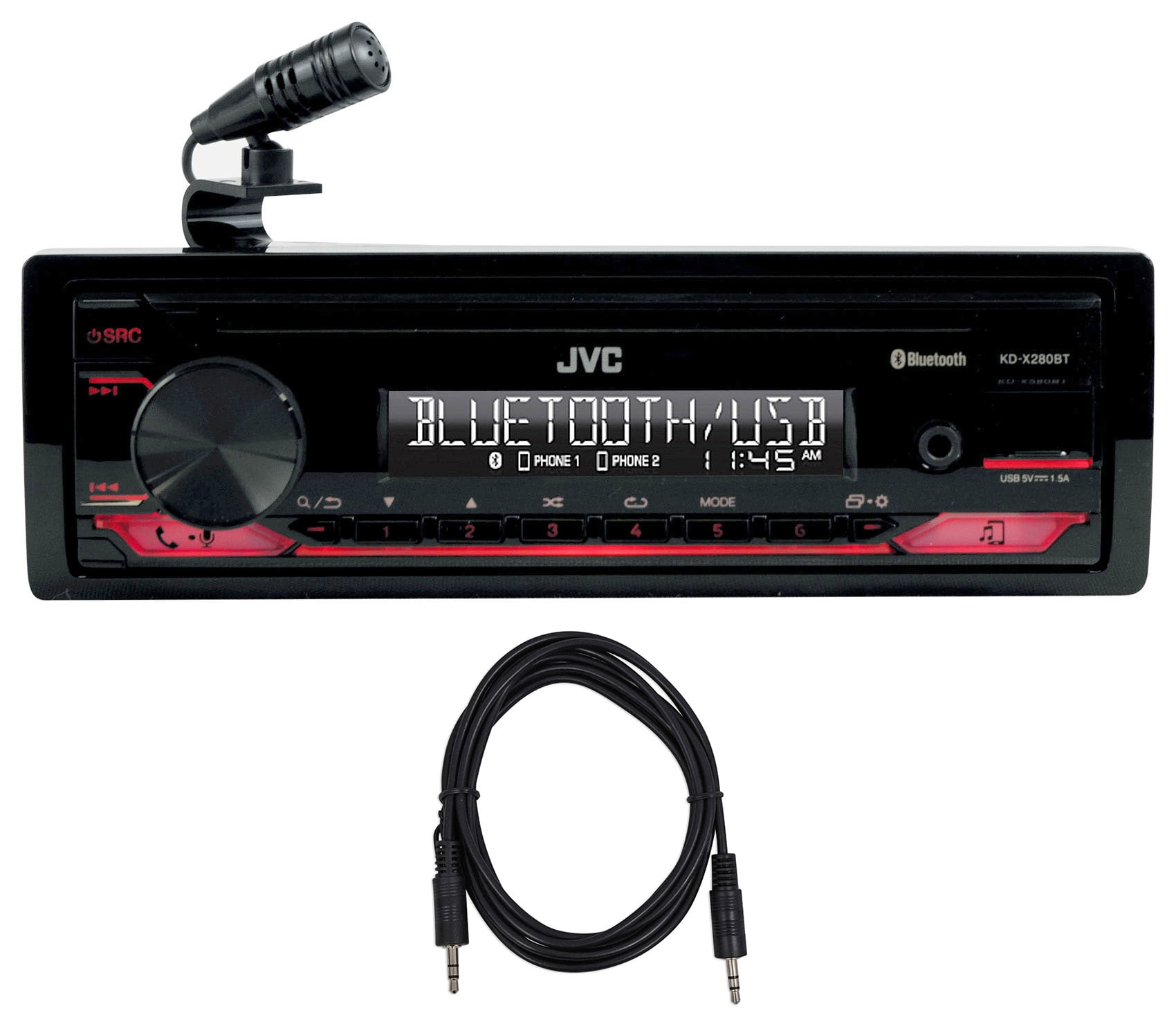 JVC JVC KD-X280BT Bluetooth 1 Din Car Stereo Receiver, White/Red - Walmart.com