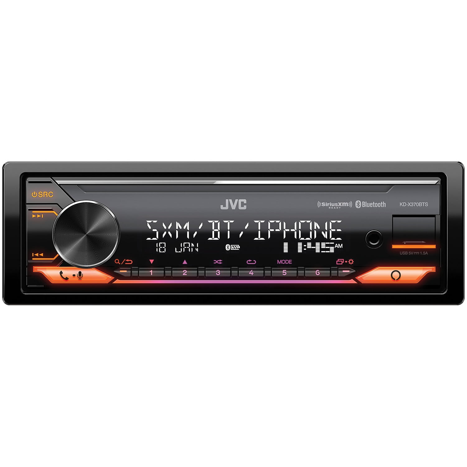 JVC KD-X370BTS Car Stereo, Single-DIN Digital Receiver with Bluetooth ...
