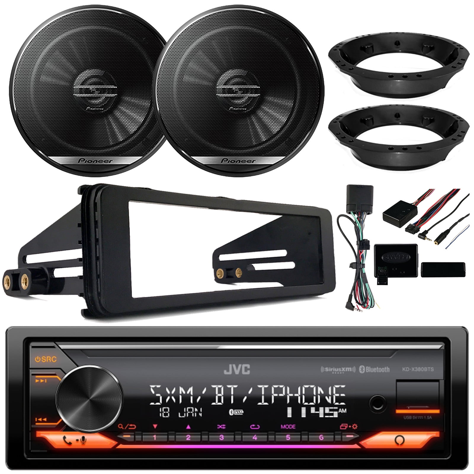 JVC KD-X380BTS Single DIN Bluetooth USB AUX AM/FM Radio Stereo LED ...