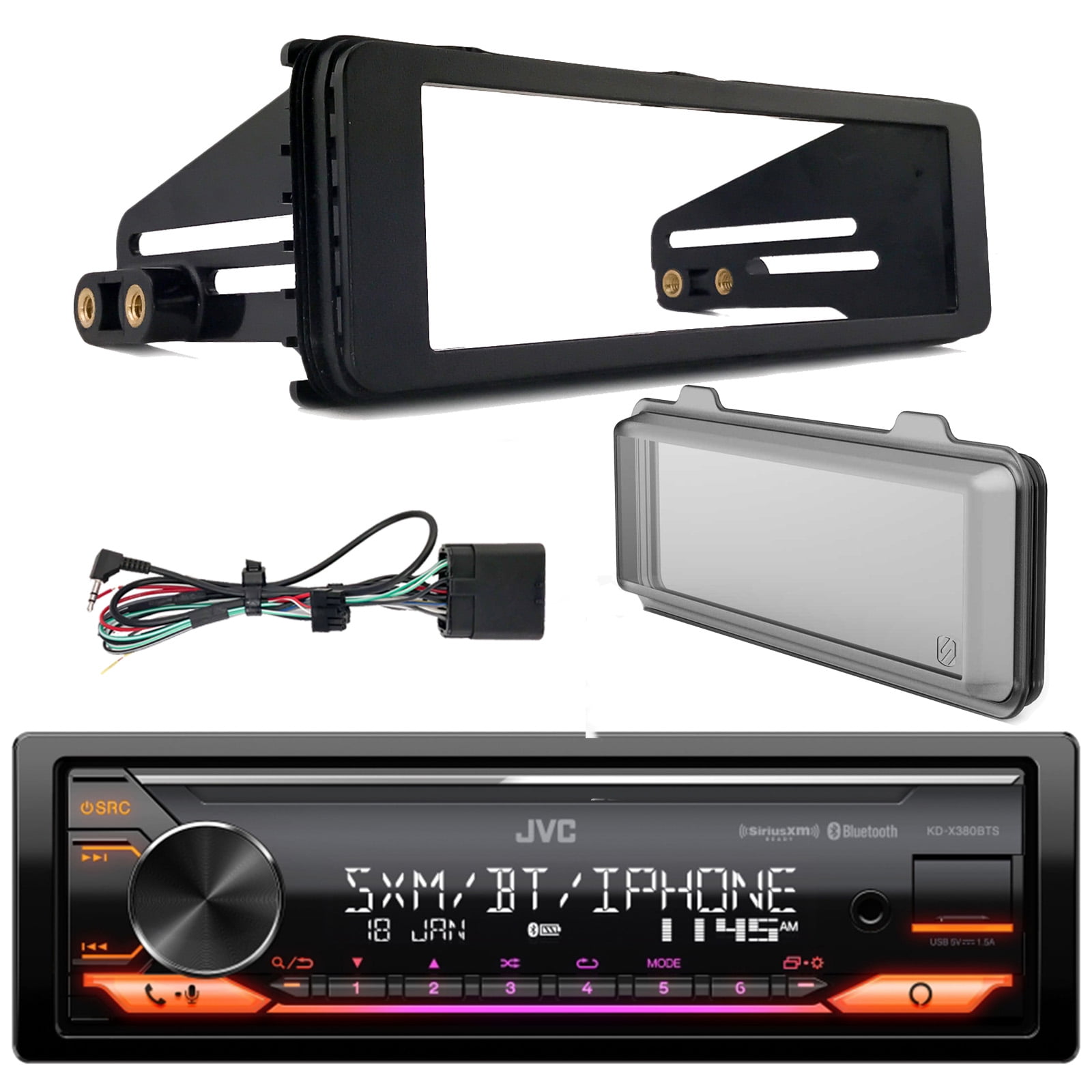 JVC KD-X380BTS Single DIN Bluetooth USB AUX AM/FM Radio Stereo LED ...