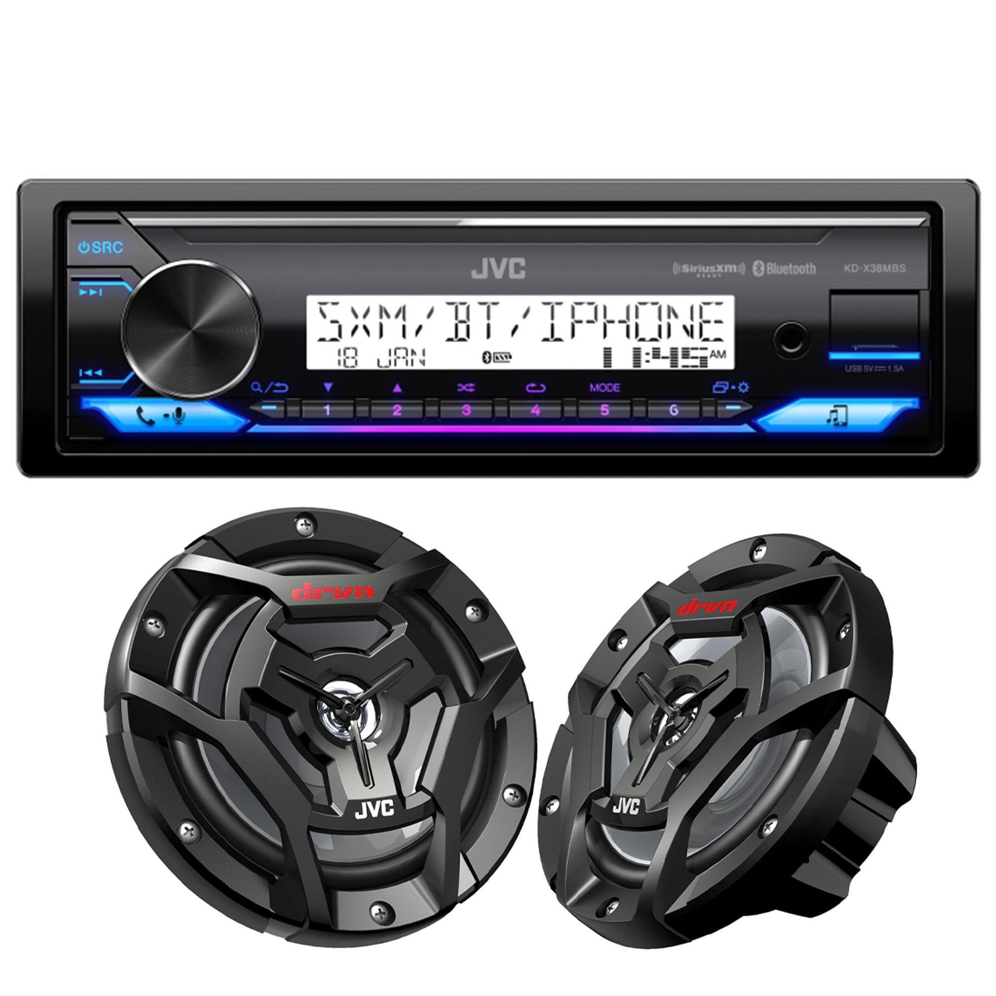 JVC KD-X38MBS Marine Digital Media Receiver with Bluetooth, USB ...