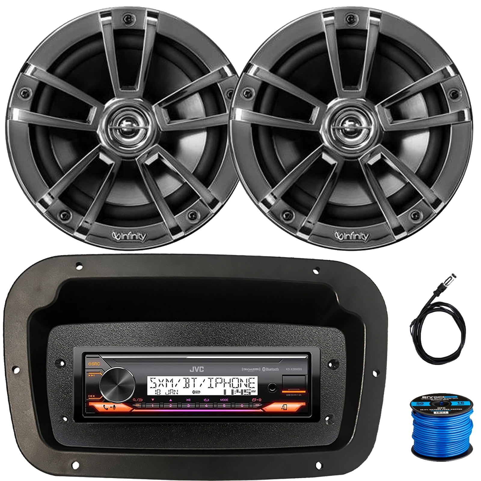 JVC KD-X38MBS Single-DIN Marine Bluetooth USB/AUX LED AM/FM Stereo ...