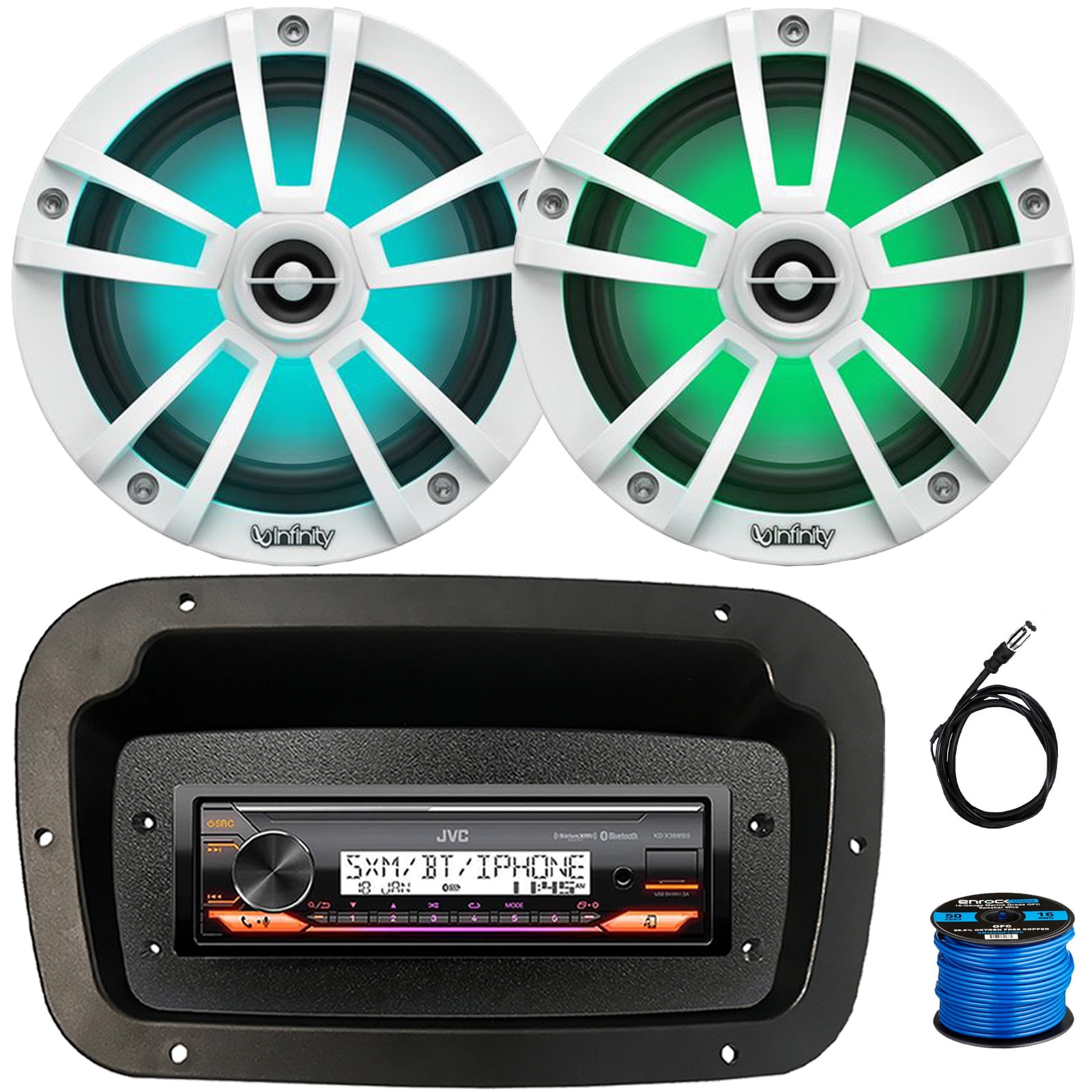 JVC KD-X38MBS Single-DIN Marine Bluetooth USB/AUX LED AM/FM Stereo ...