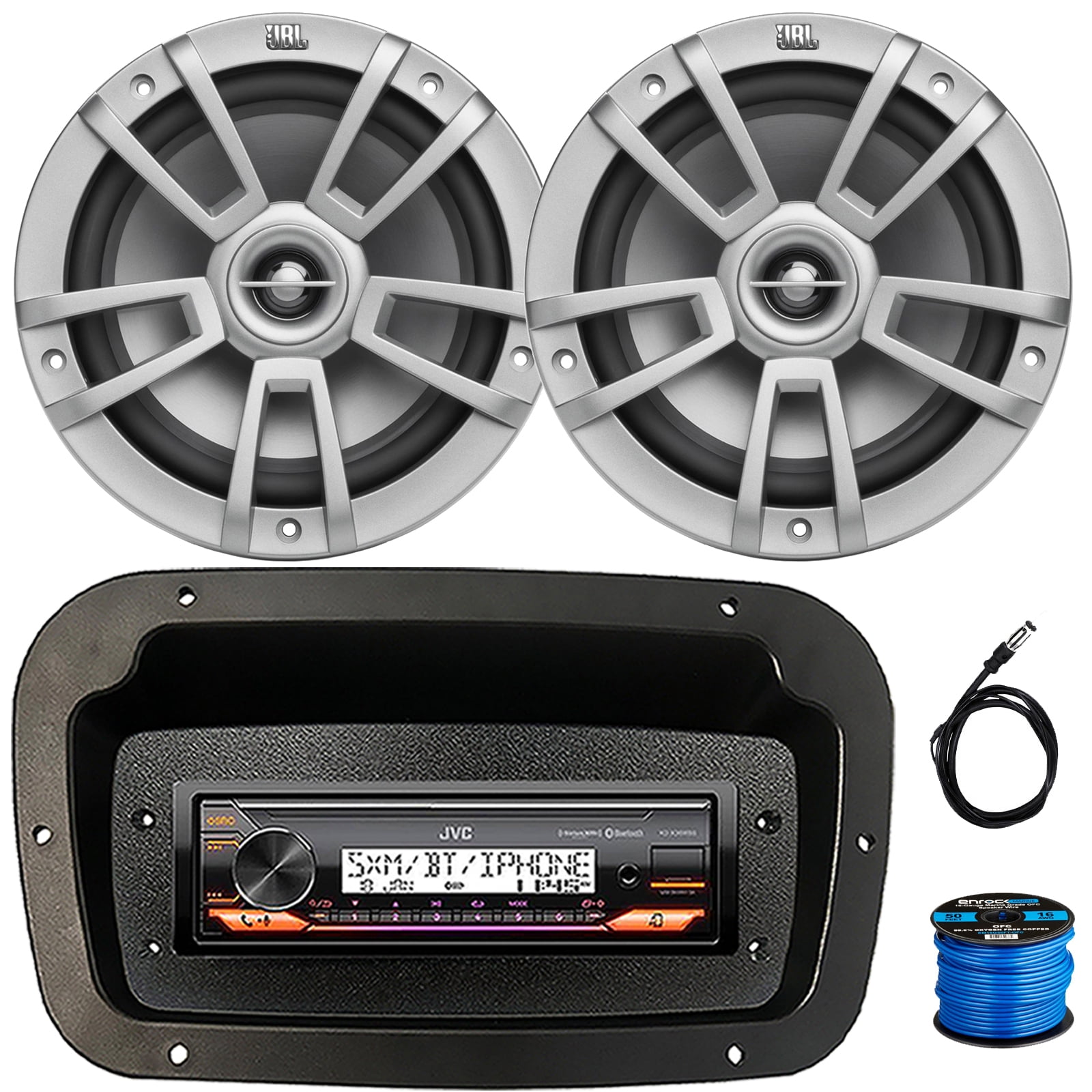 JVC KD-X38MBS Single-DIN Marine Bluetooth USB/AUX LED AM/FM Stereo ...