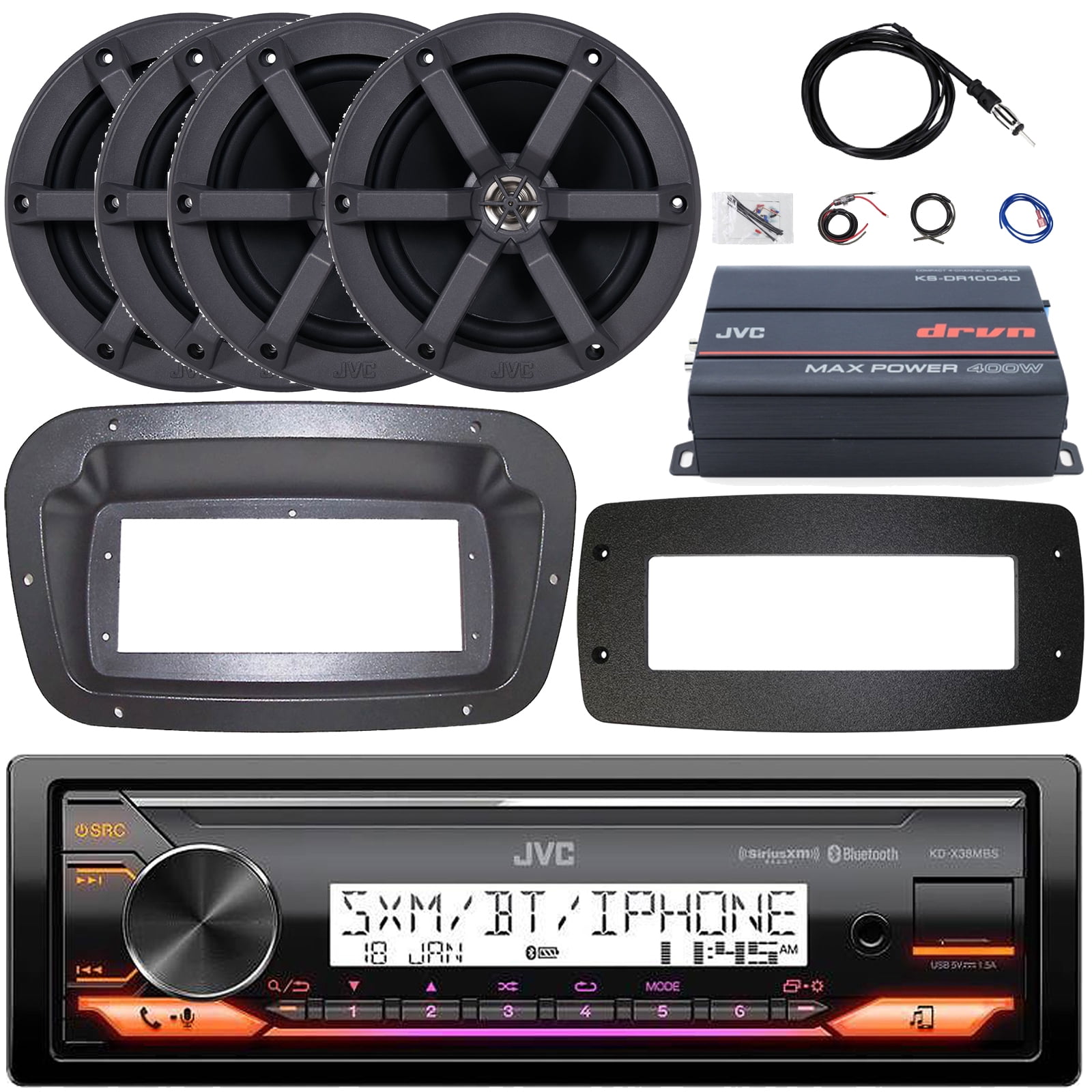 JVC KD-X38MBS Single-DIN Marine Bluetooth USB/AUX LED AM/FM Stereo ...