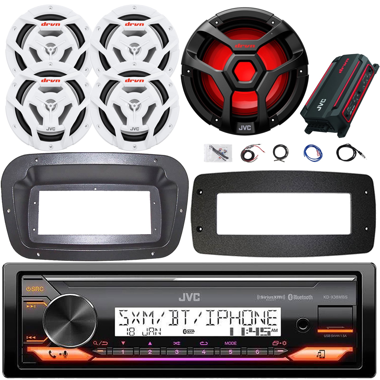 JVC KD-X38MBS Single-DIN Marine Bluetooth USB/AUX LED AM/FM Stereo ...