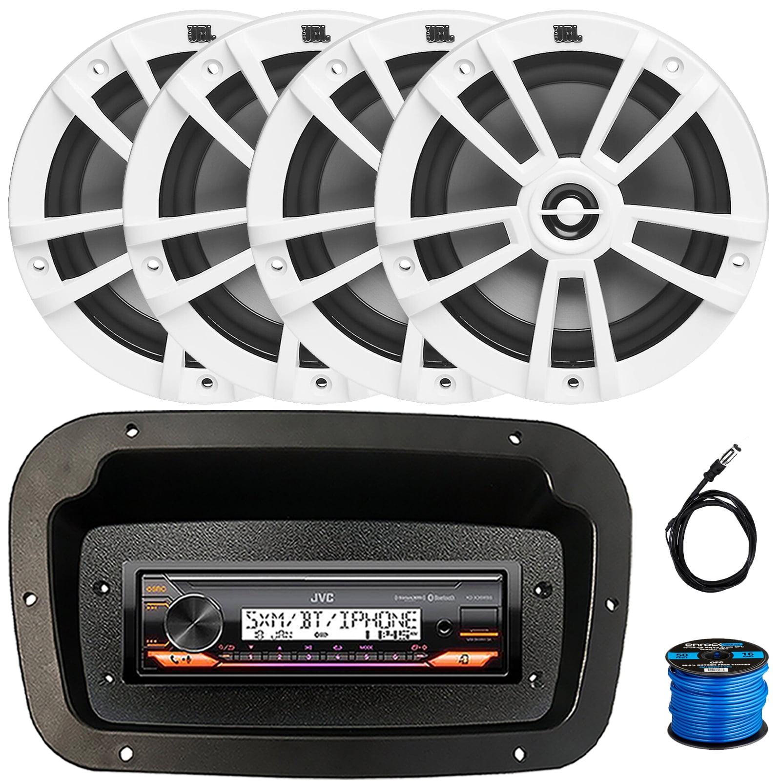 JVC KD-X38MBS Single-DIN Marine Bluetooth USB/AUX LED AM/FM Stereo ...