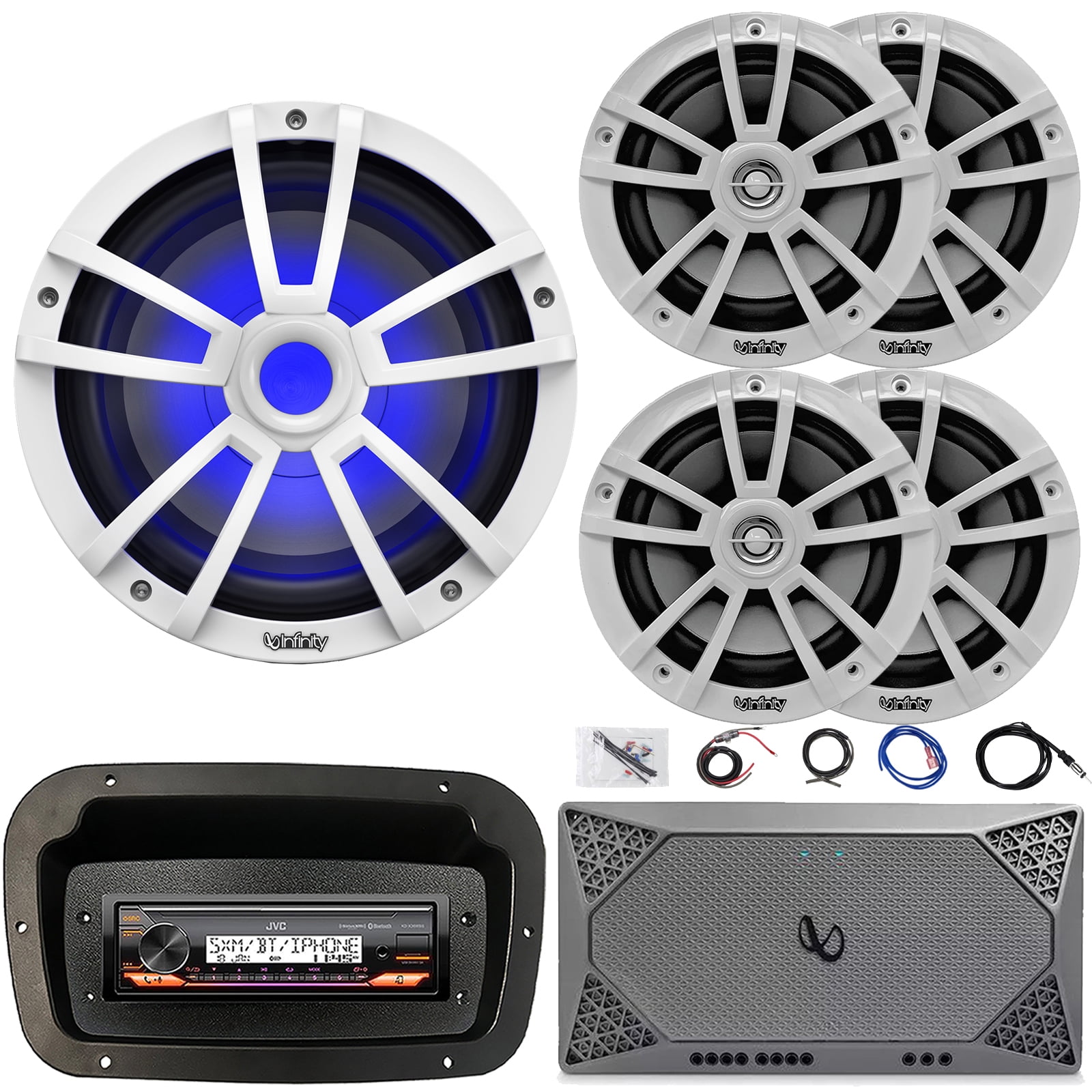 JVC KD-X38MBS Single-DIN Marine Bluetooth USB/AUX LED AM/FM Stereo ...