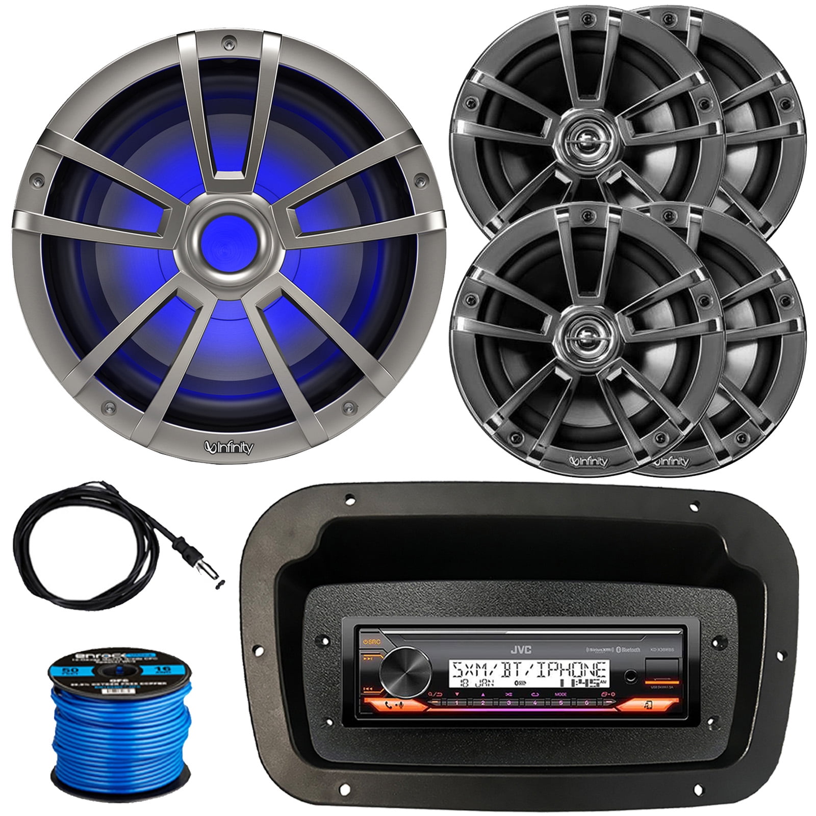 JVC KD-X38MBS Single-DIN Marine Bluetooth USB/AUX LED AM/FM Stereo ...