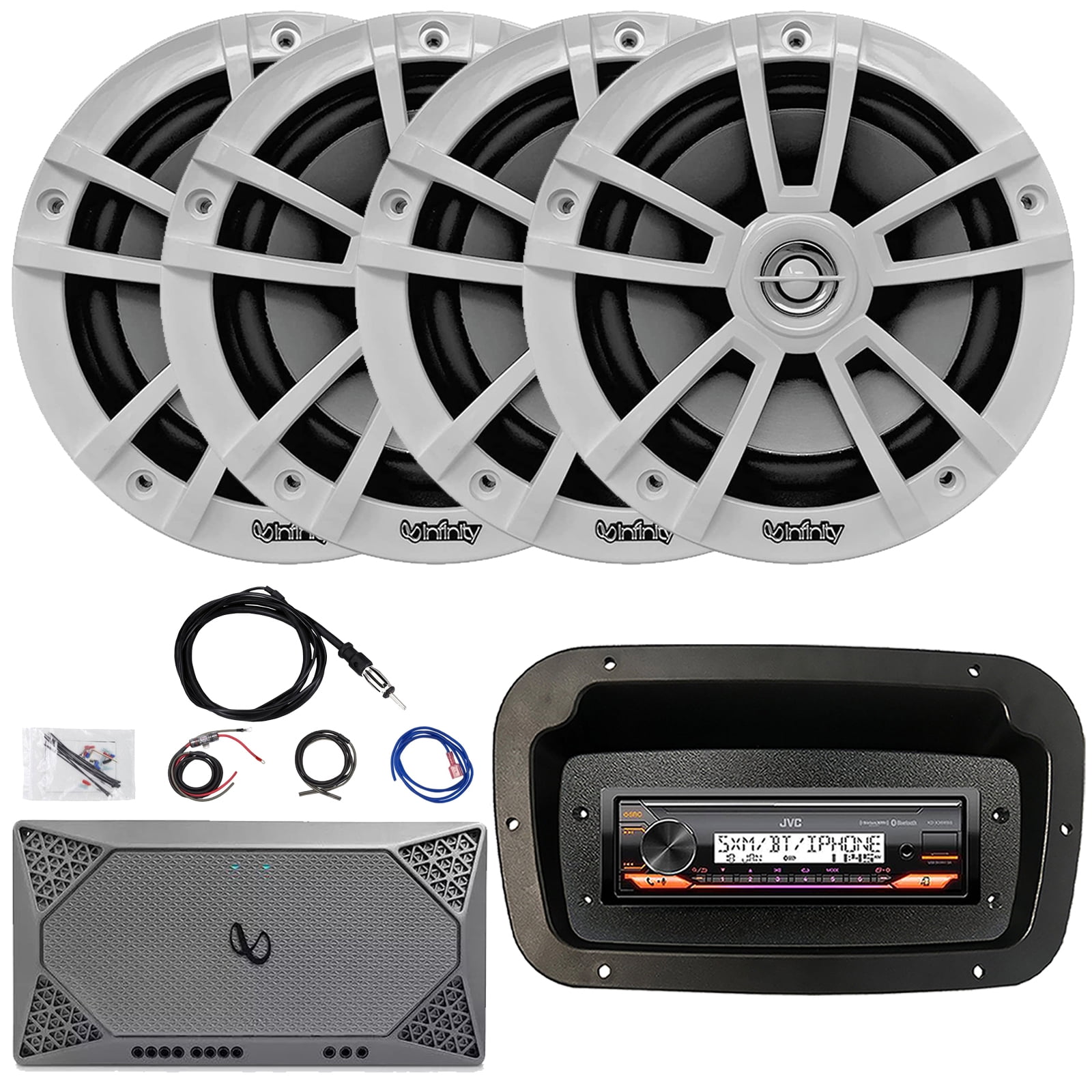 JVC KD-X38MBS Single-DIN Marine Bluetooth USB/AUX LED AM/FM Stereo ...