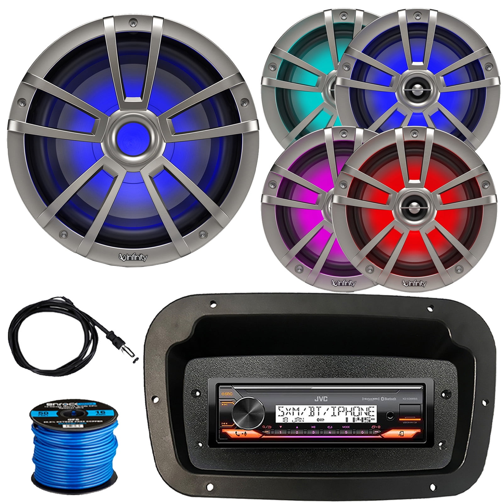 JVC KD-X38MBS Single-DIN Marine Bluetooth USB/AUX LED AM/FM Stereo ...