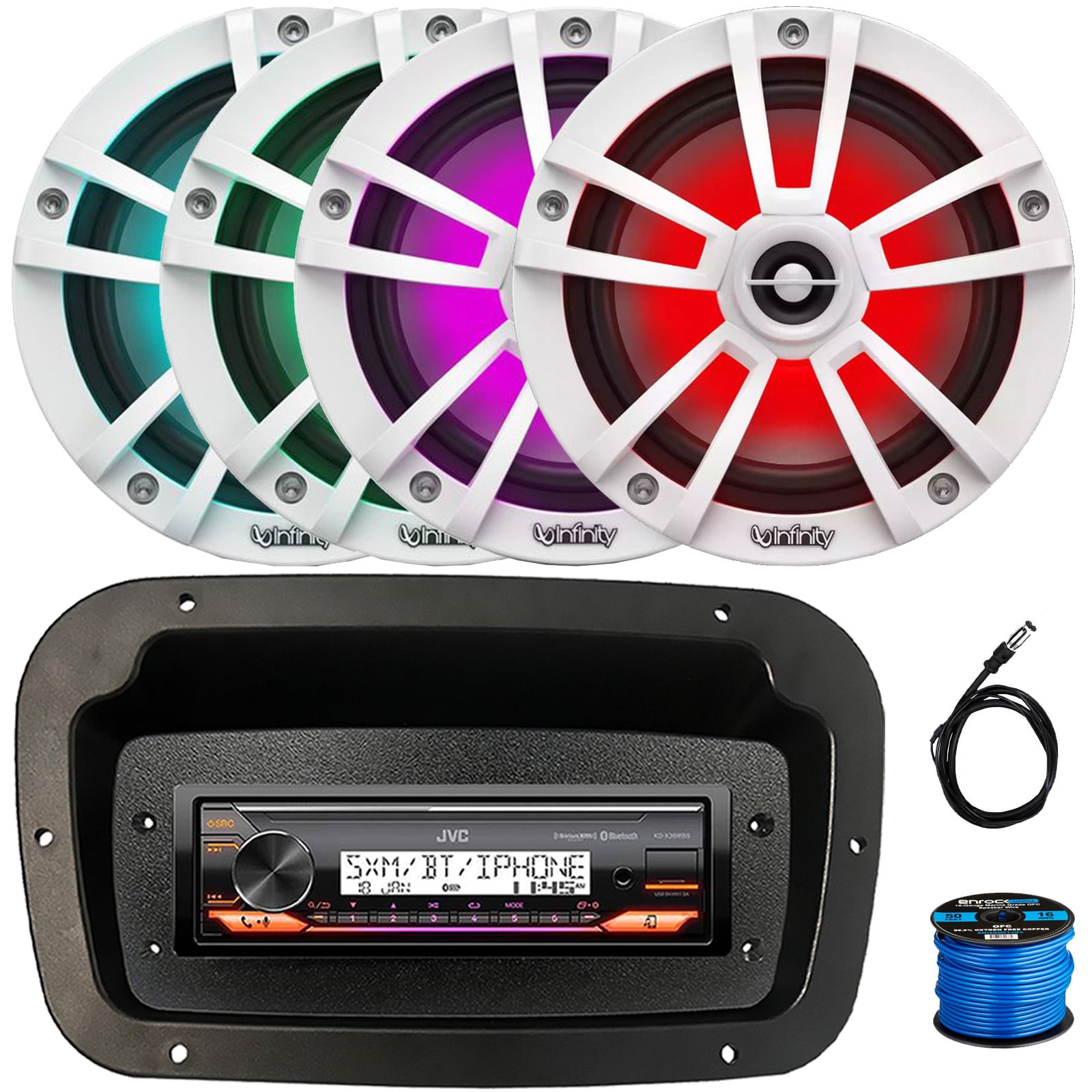 JVC KD-X38MBS Single-DIN Marine Bluetooth USB/AUX LED AM/FM Stereo ...