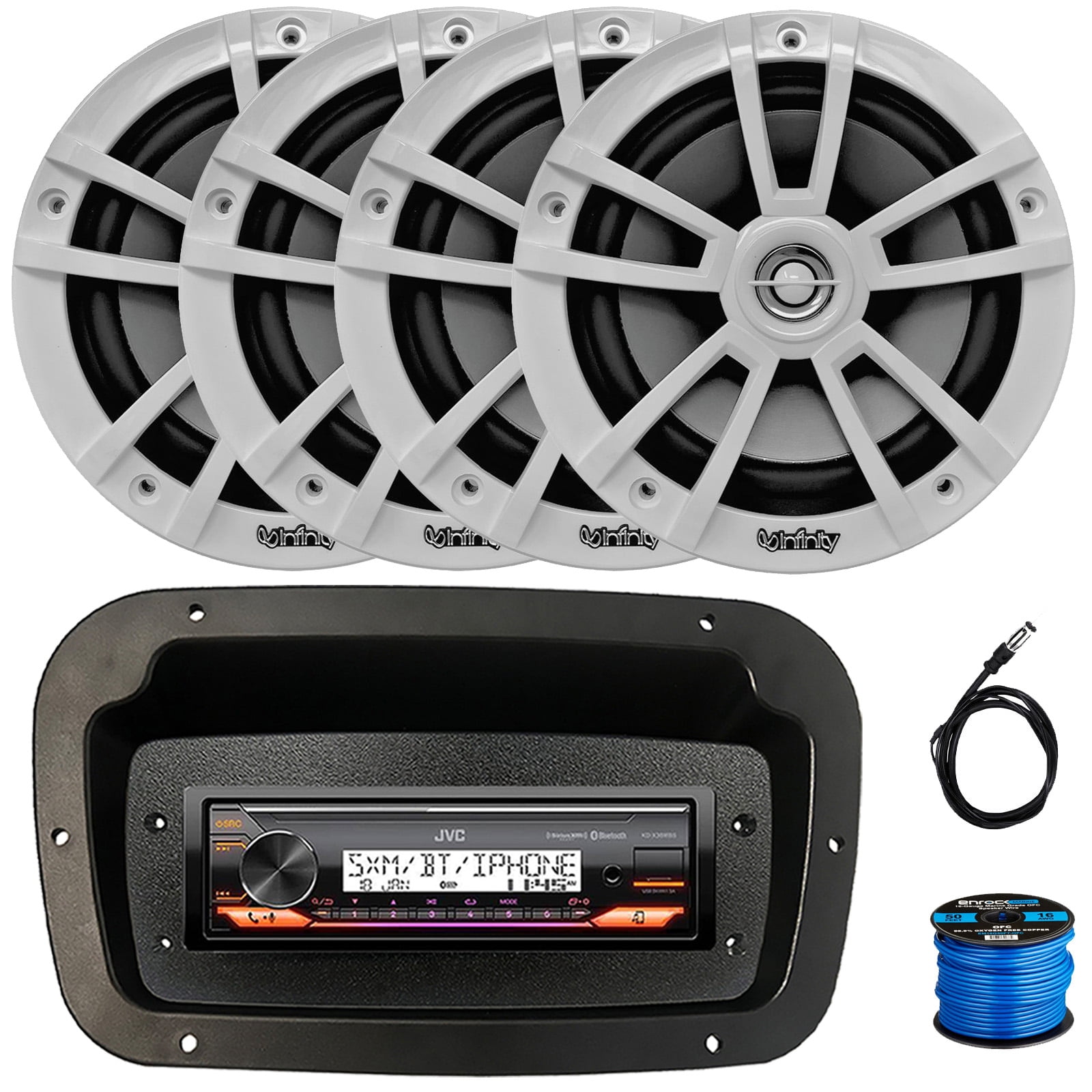 JVC KD-X38MBS Single-DIN Marine Bluetooth USB/AUX LED AM/FM Stereo ...