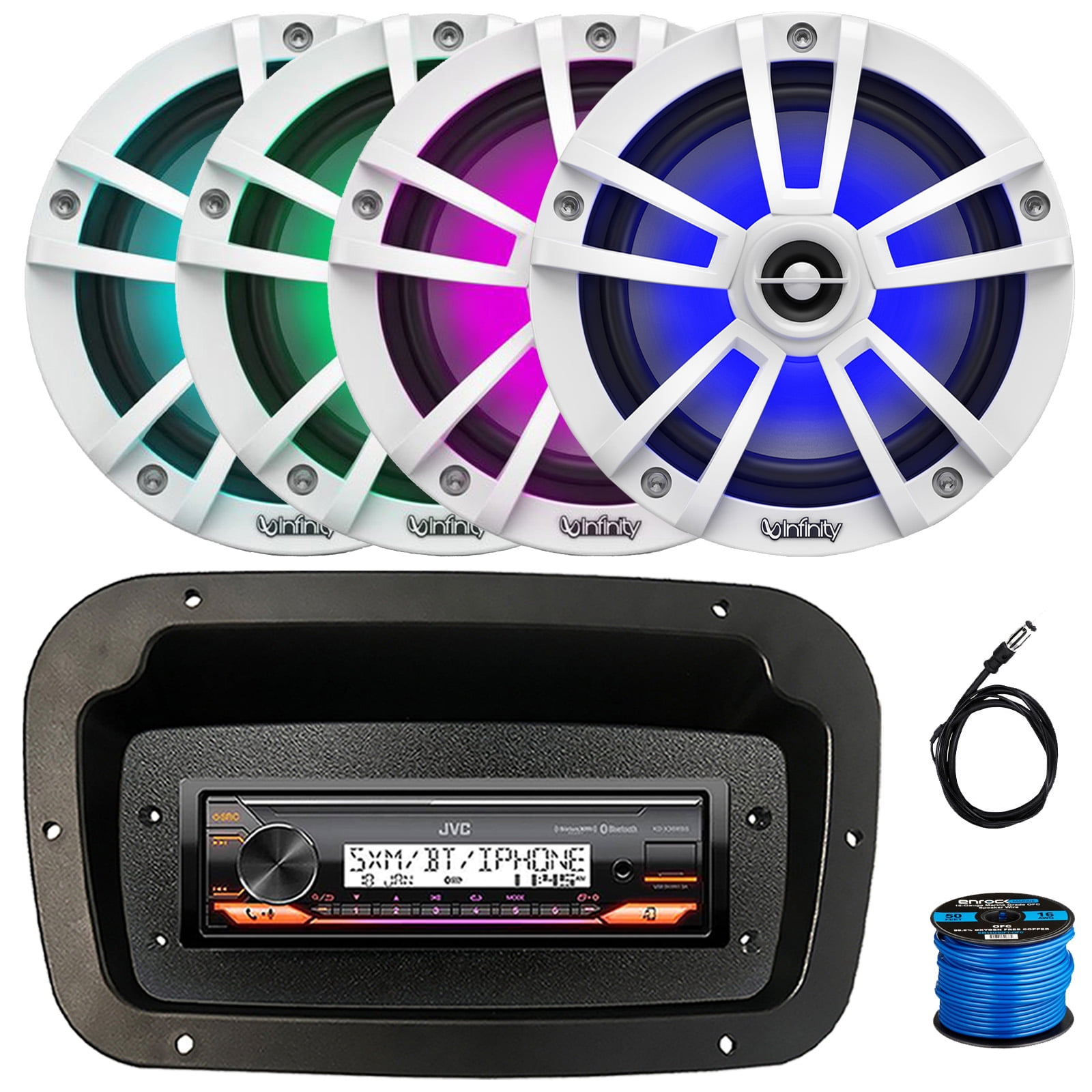 JVC KD-X38MBS Single-DIN Marine Bluetooth USB/AUX LED AM/FM Stereo ...